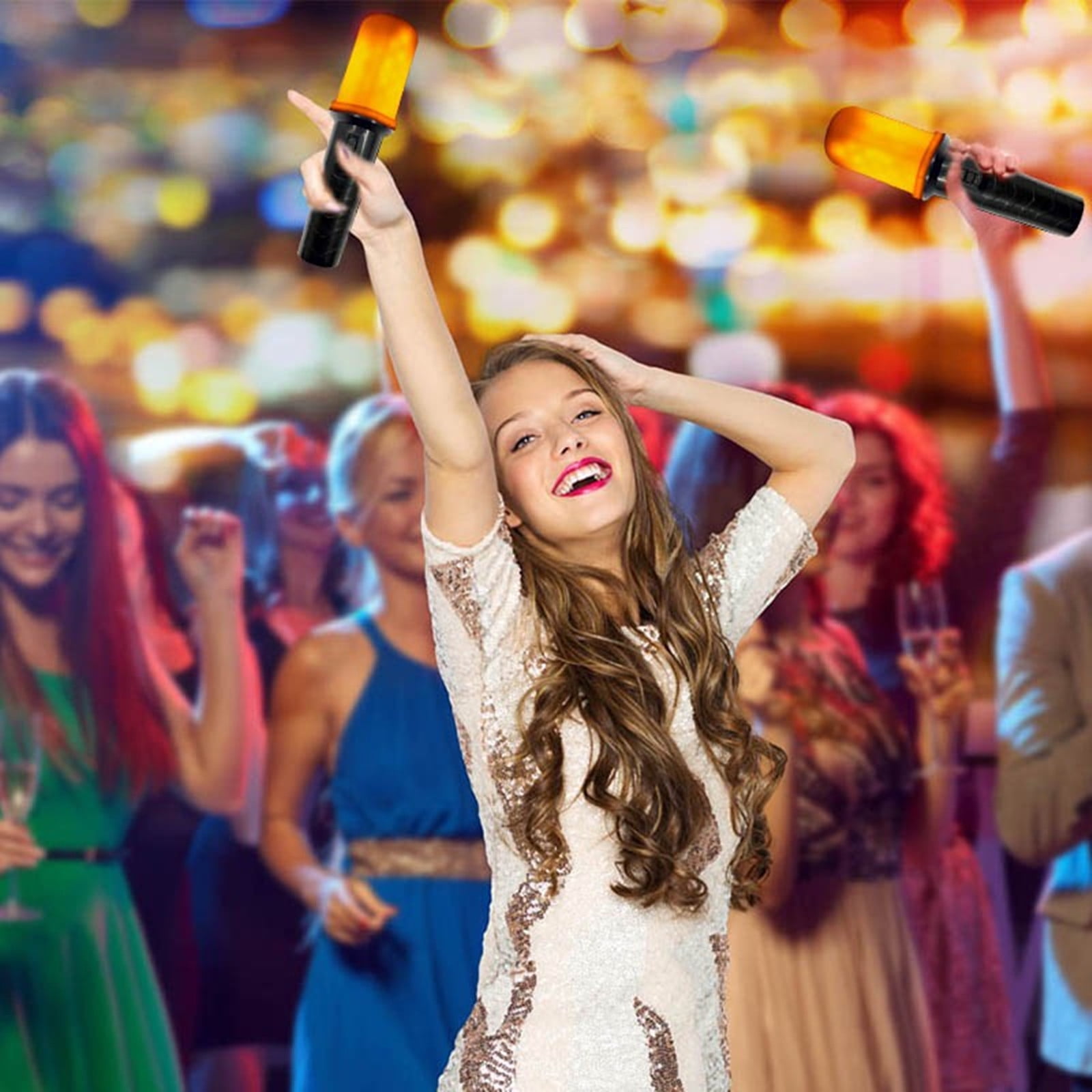 SDJMa LED Flame Flashlight 2 in 1 Lighting Flame Lamp Concert Party ...