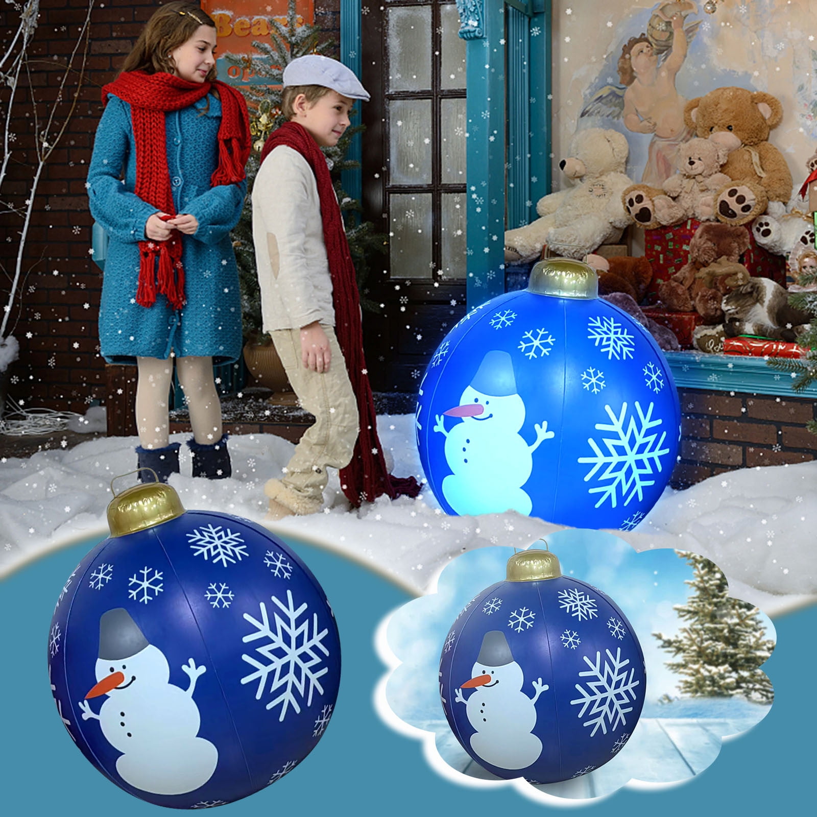SDJMa Light Up PVC Inflatable Christmas Ball,24 Inch Large PVC ...