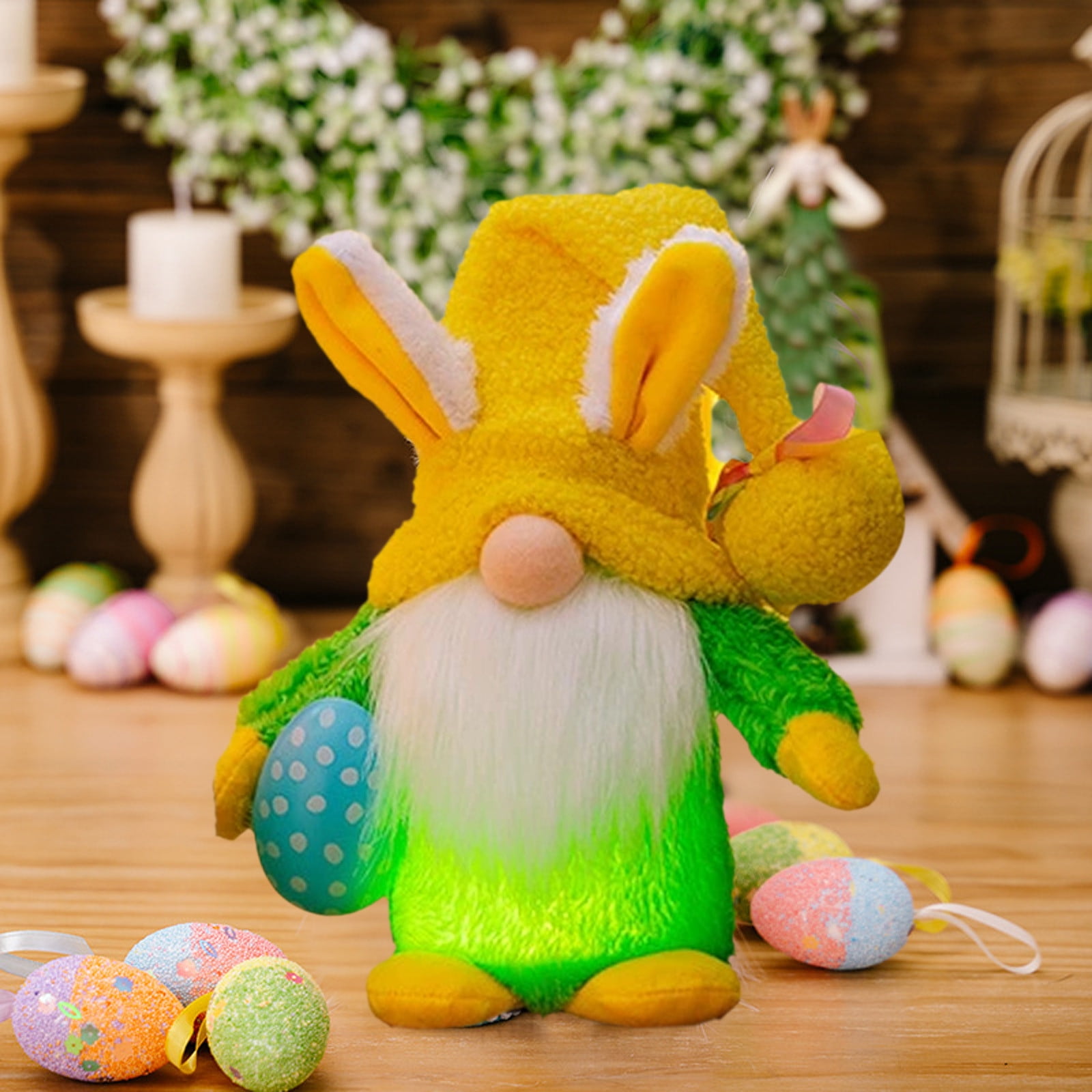 SDJMa Lighted Easter Bunny Gnome Decoration, 12.2" Light Up Plush ...