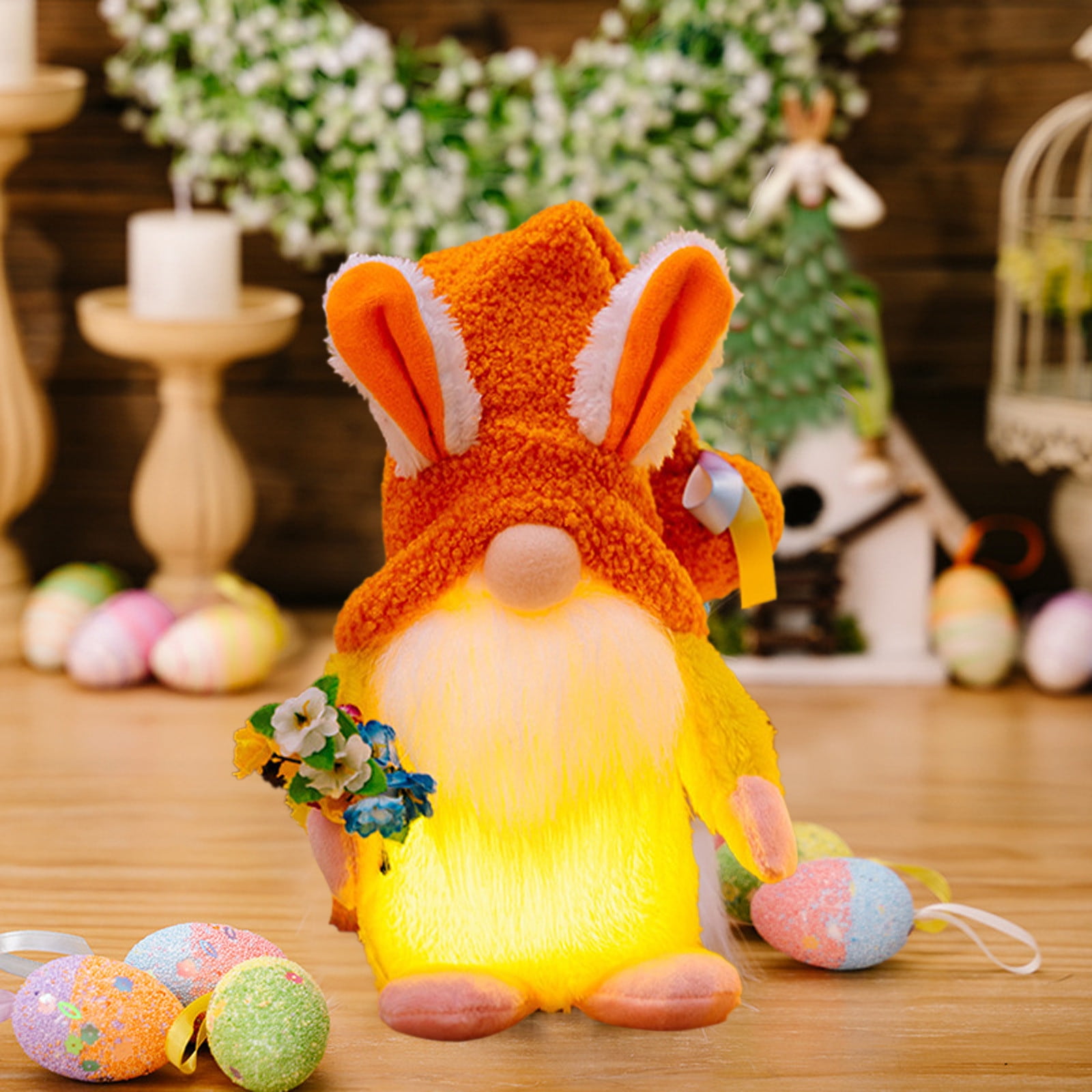 SDJMa Lighted Easter Bunny Gnome Decoration, 12.2" Light Up Plush ...