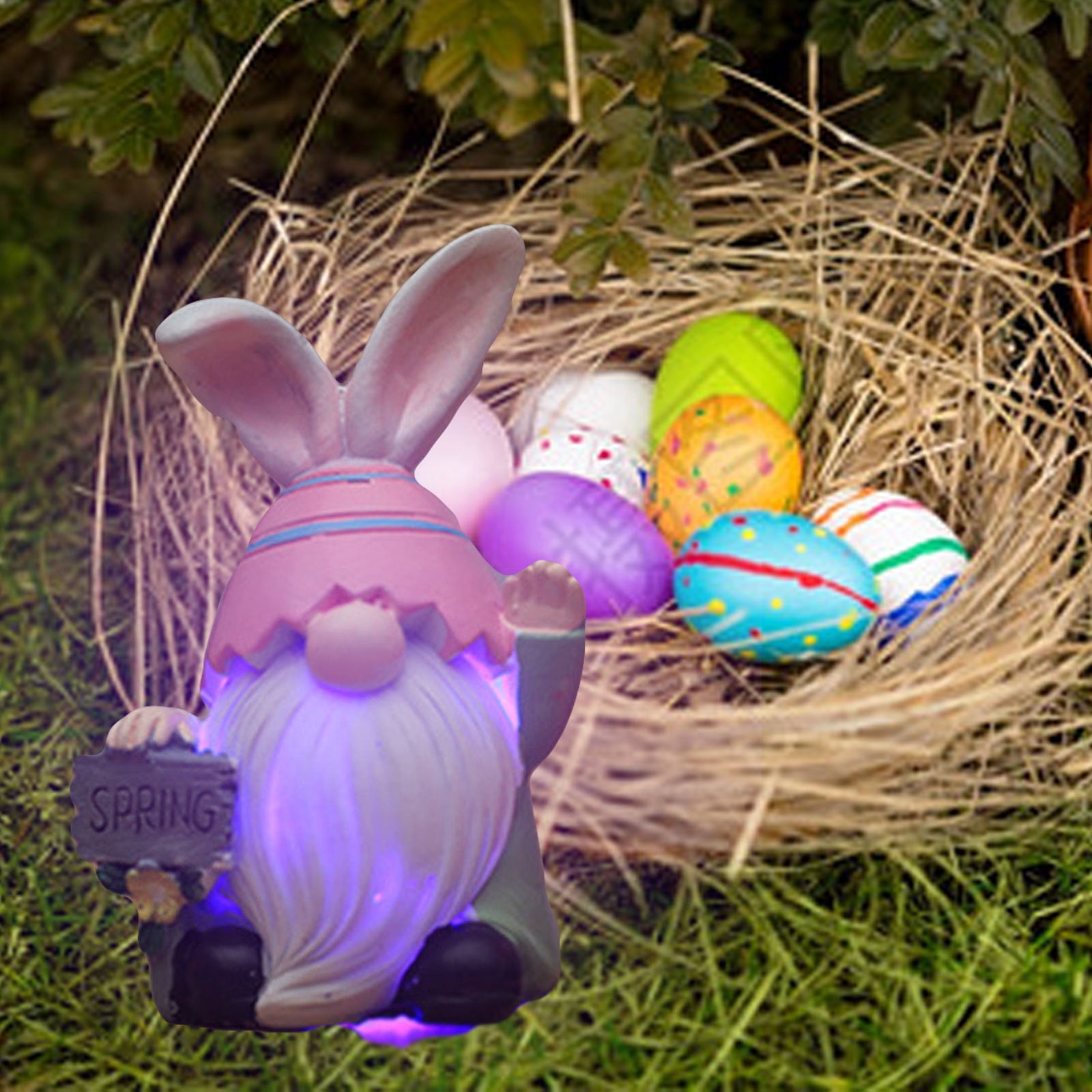 SDJMa Lighted Easter Gnomes, Resin Bunny Gnomes with Built-in LED Light ...