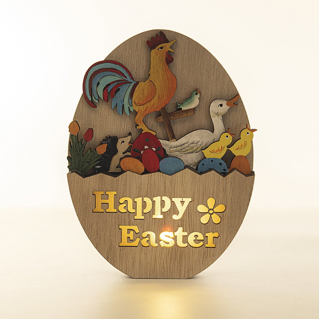 SDJMa Lighted Easter Table Wooden Signs, Light Up Happy Easter Bunny ...