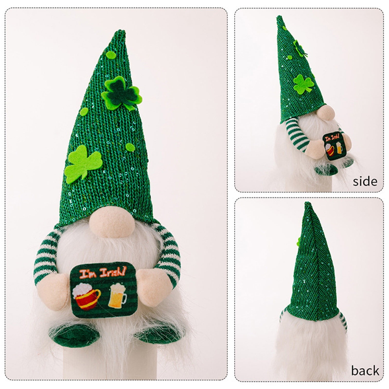 SDJMa Lighted St Patrick's Day Gnomes Decorations, Plush Green Shamrock ...