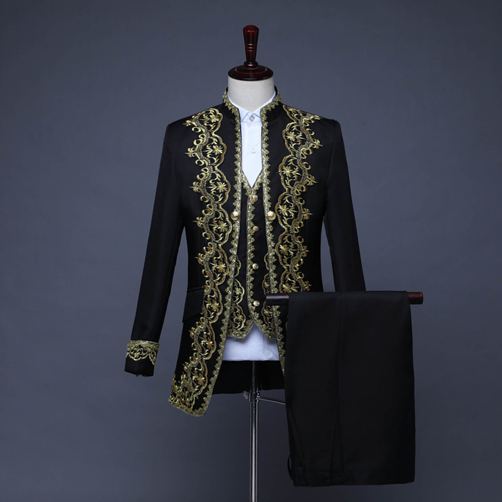 SDJMa Men's Full-Zip Polar Fleece Vest Mens European Gothic Style Court ...