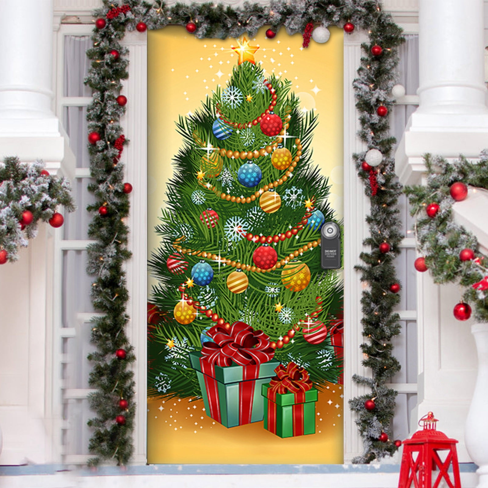 SDJMa Merry Christmas Door Cover, Snowman Christmas Tree Door Cover ...