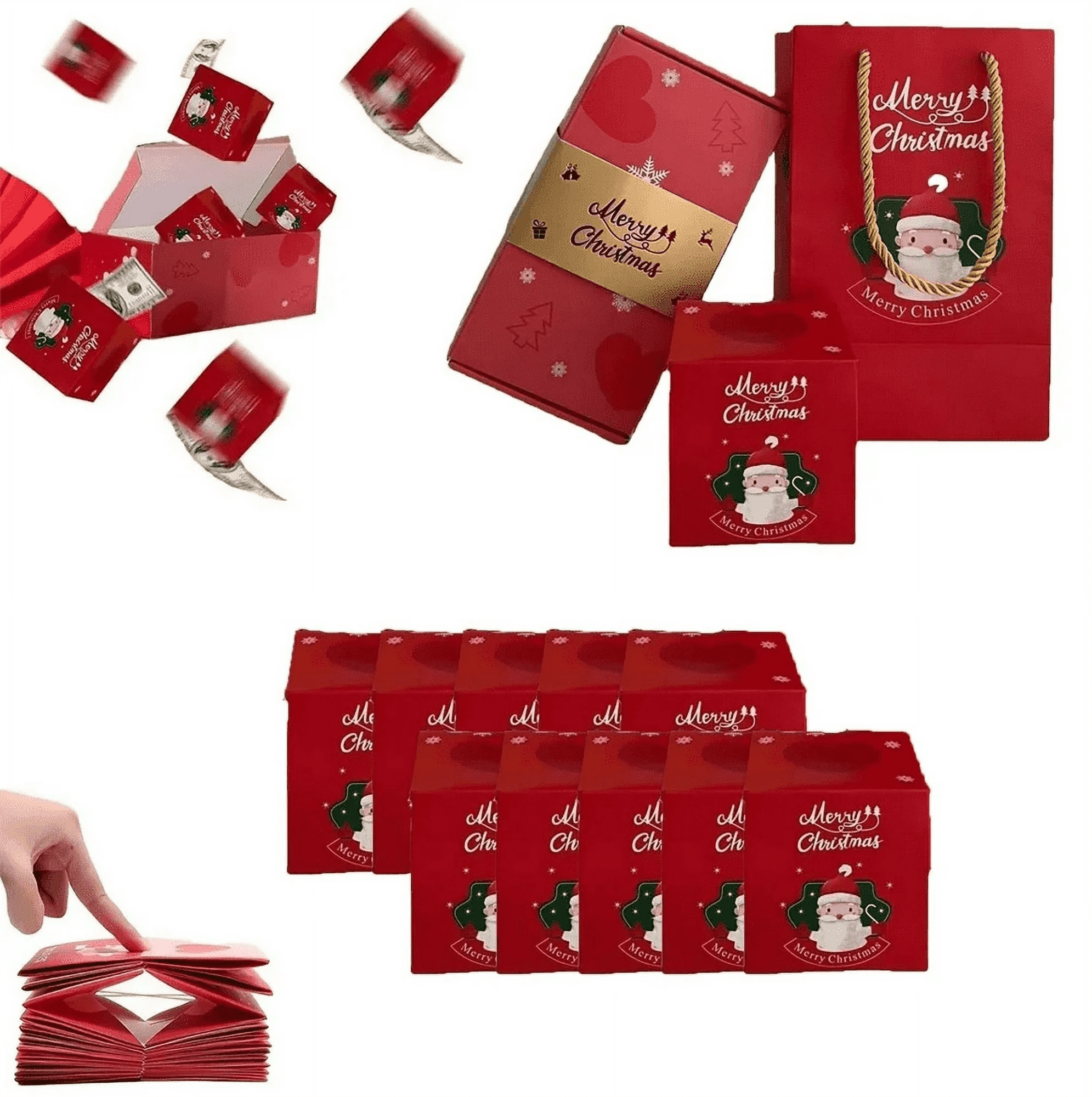 SDJMa Merry Christmas Surprise Gift Box, 10 Pcs Folding Bouncing Red ...
