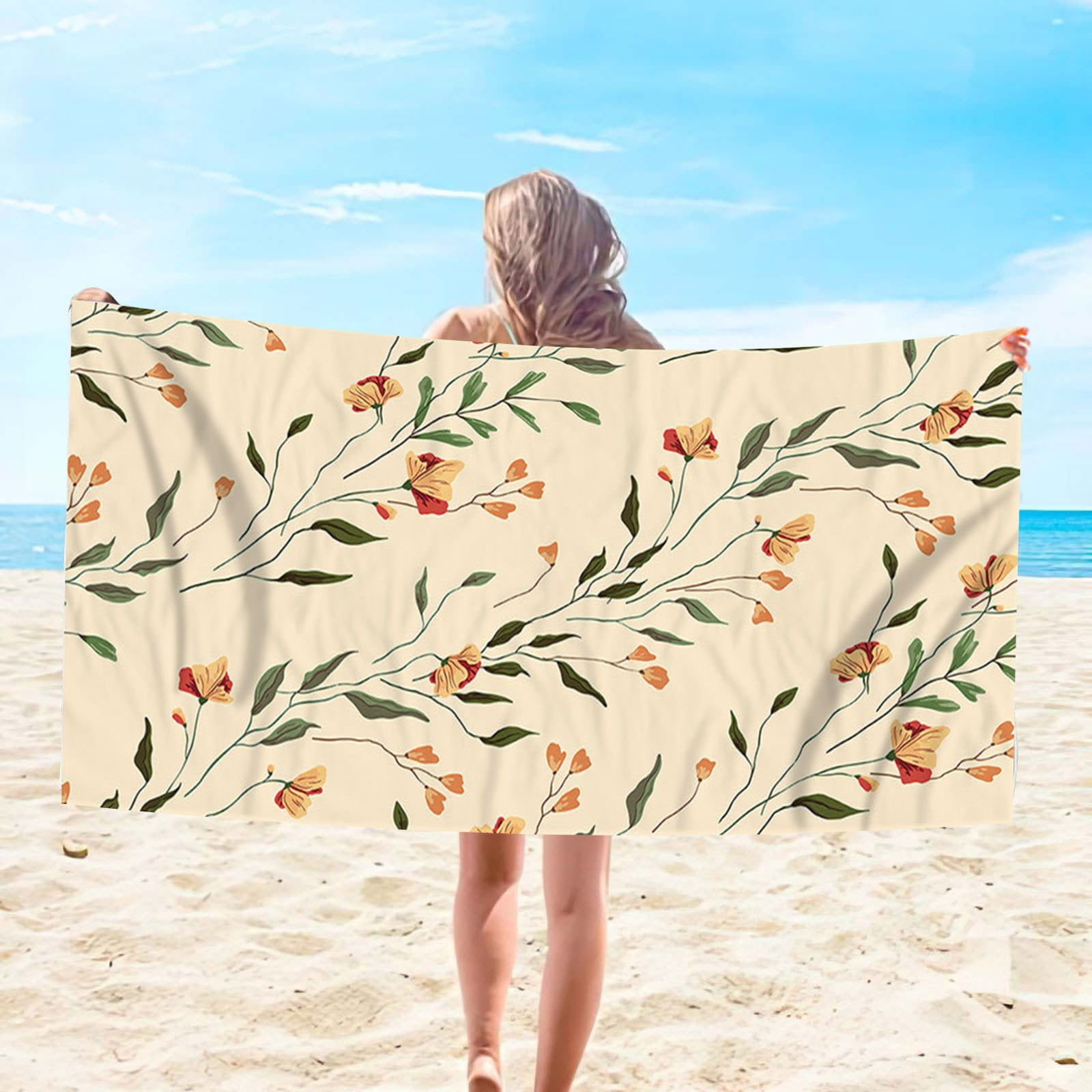 SDJMa Microfiber Beach Towel, 30"x60" Oversized Lightweight Thin ...