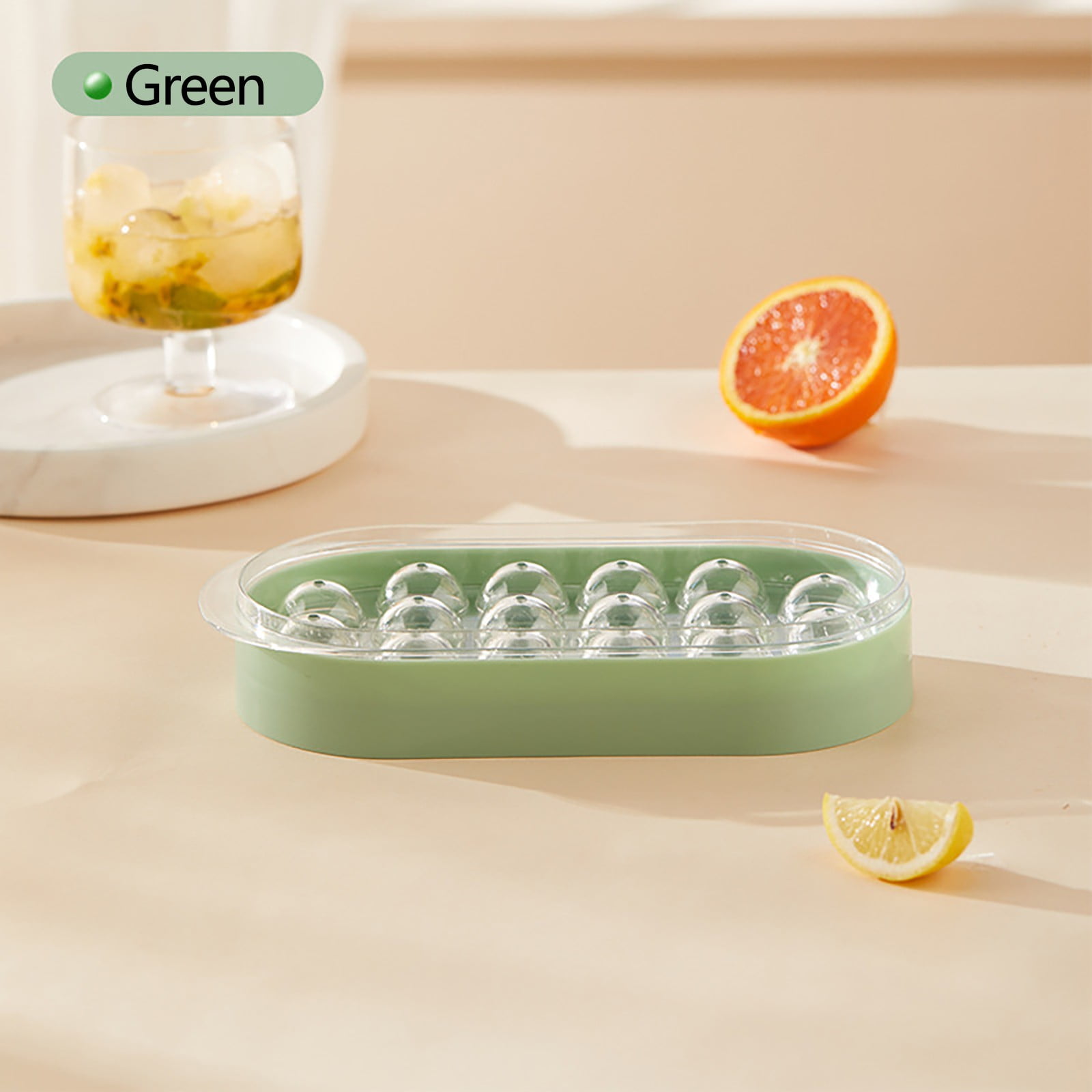SDJMa Mini Ice Cube Tray with Lid,16-Ice Ball Maker Mold for Freezer ...