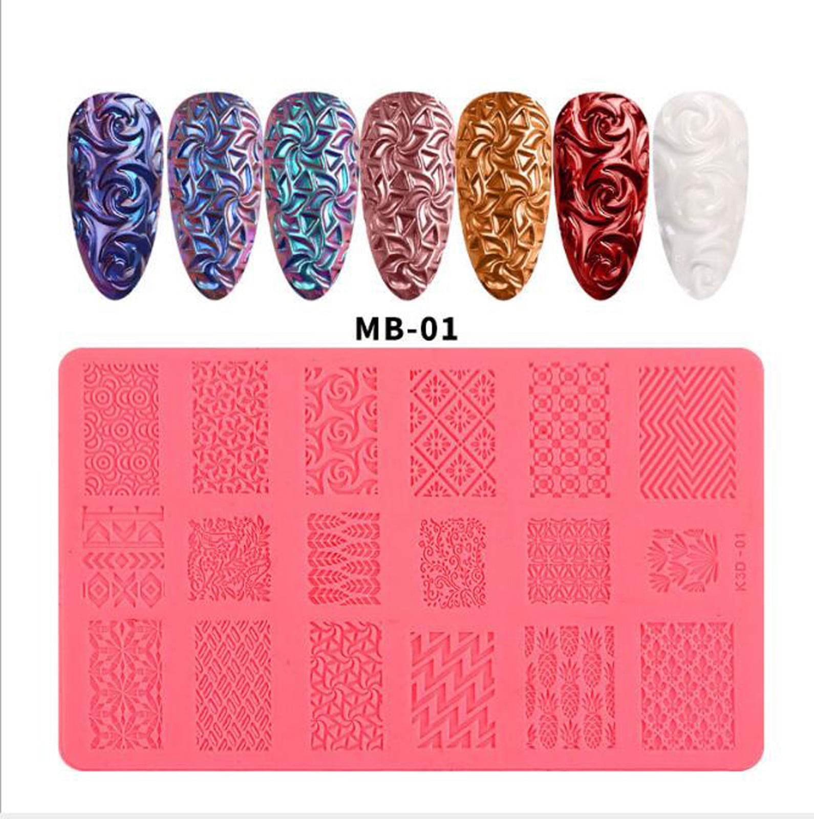 SDJMa Mix Nail Art Silicone Printing Template Nail Mold 3D Soft ...
