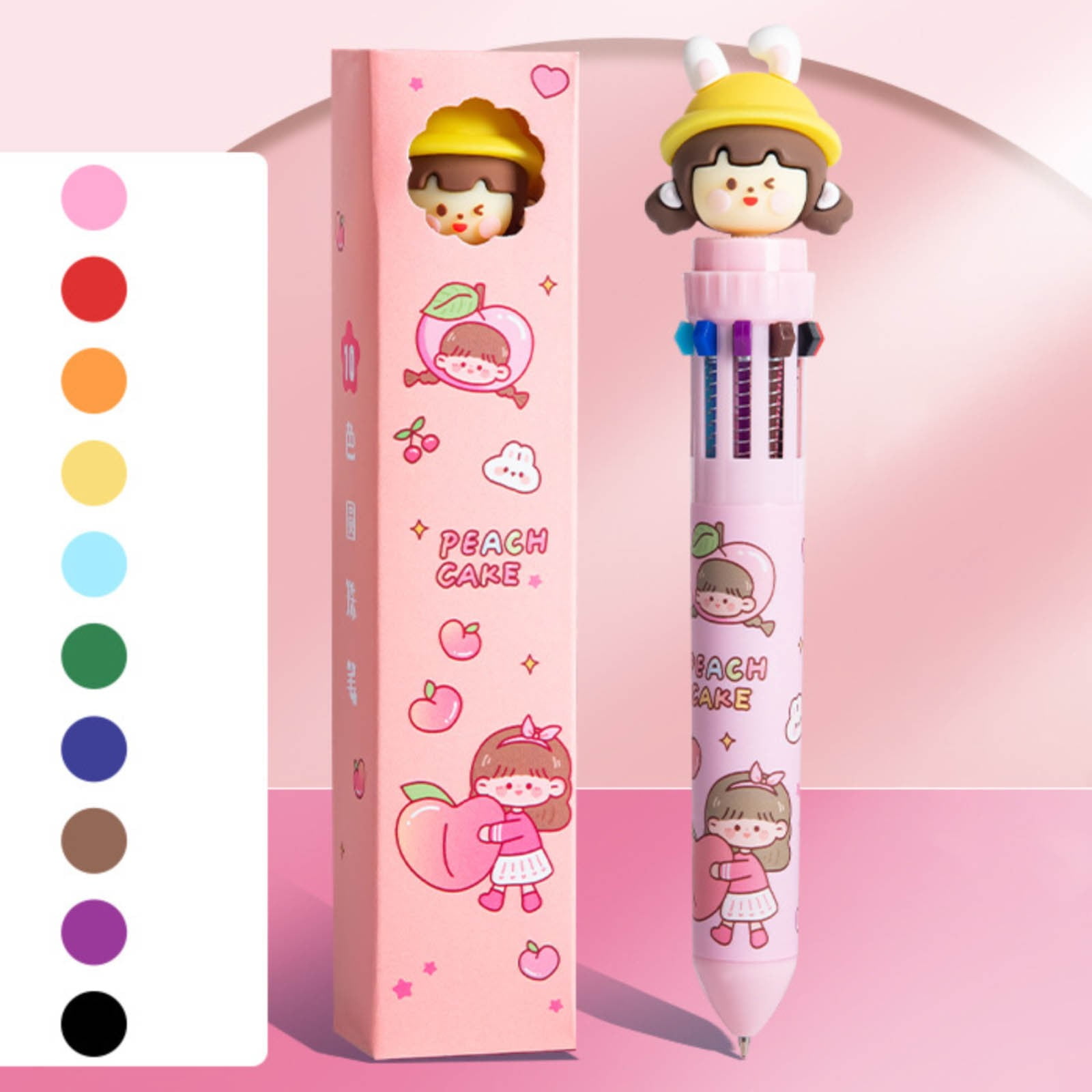 SDJMa Multicolor Ballpoint Pen, 10-in-1 Colored Retractable Animal ...