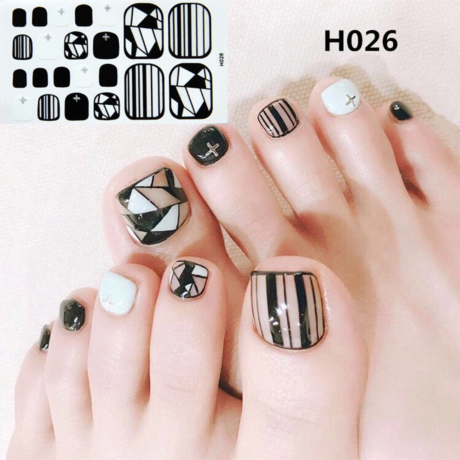 SDJMa Multiple Designs Toe Nail Stickers Full Nail Wraps for Toes Women ...
