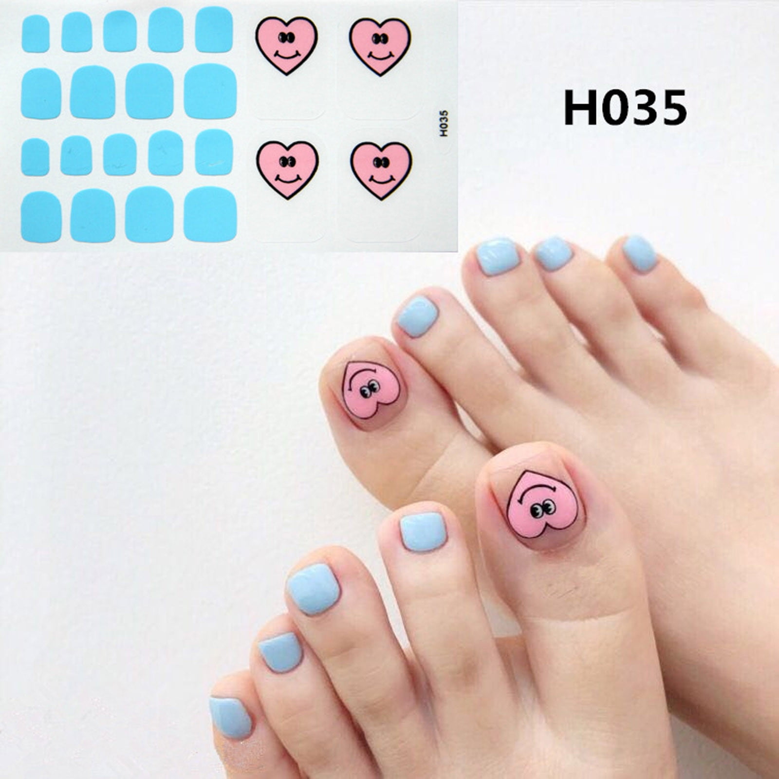 SDJMa Multiple Designs Toe Nail Stickers Full Nail Wraps for Toes Women ...