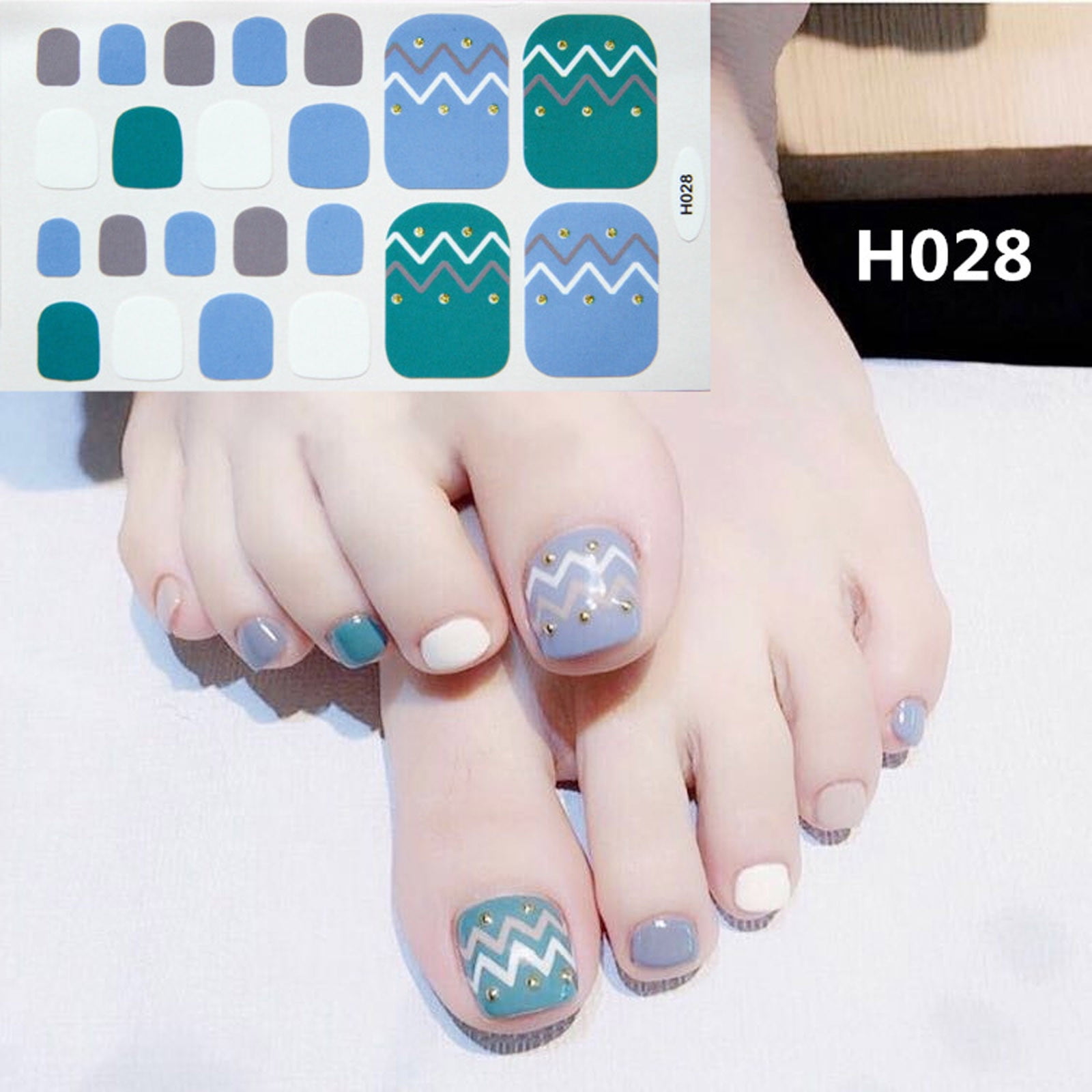 SDJMa Multiple Designs Toe Nail Stickers Full Nail Wraps for Toes Women ...