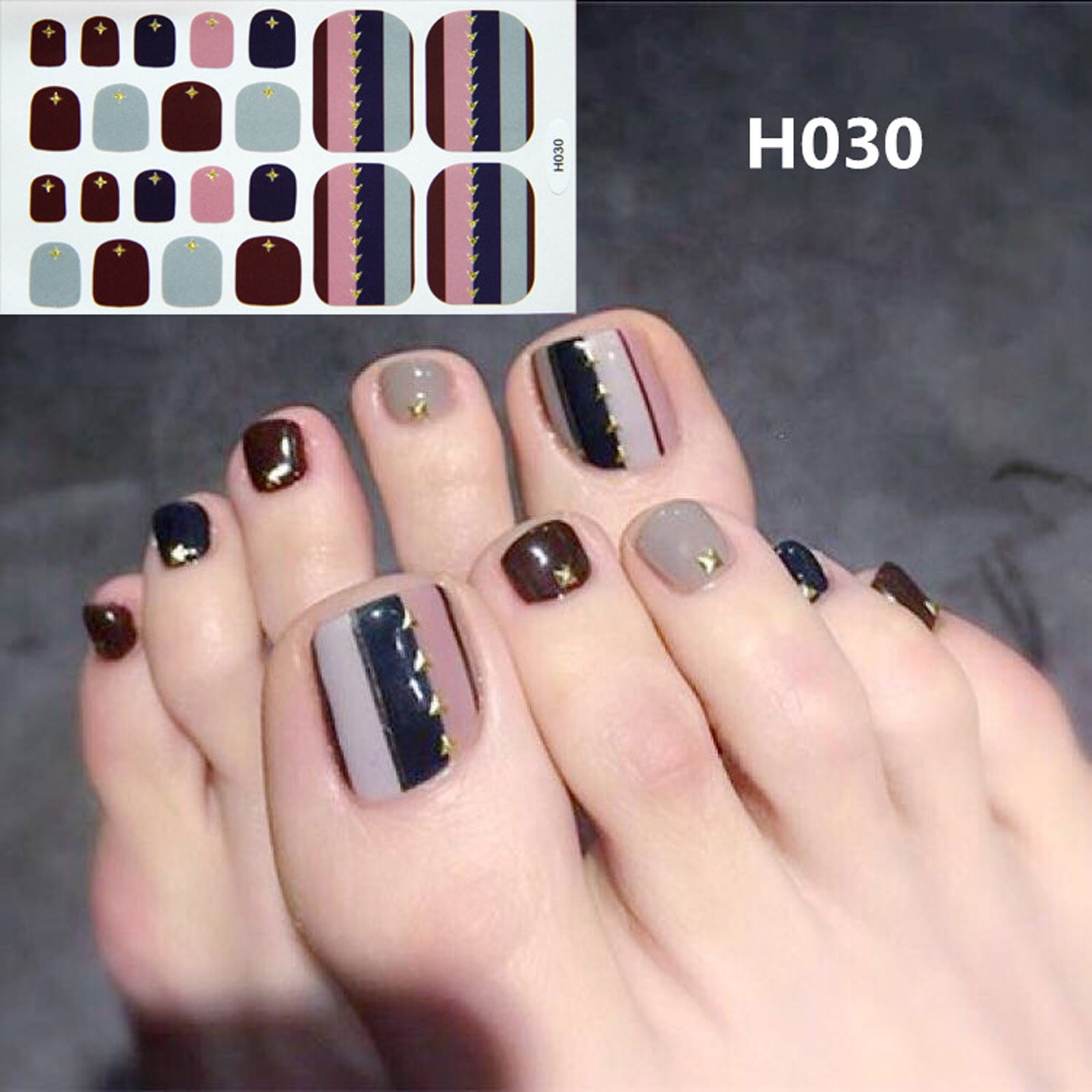 SDJMa Multiple Designs Toe Nail Stickers Full Nail Wraps for Toes Women ...