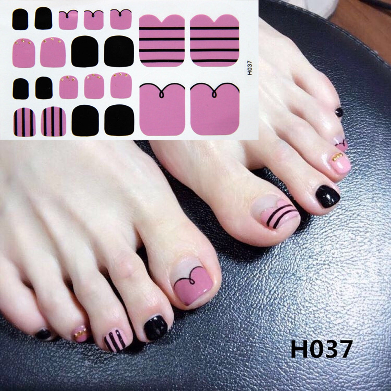 SDJMa Multiple Designs Toe Nail Stickers Full Nail Wraps for Toes Women ...