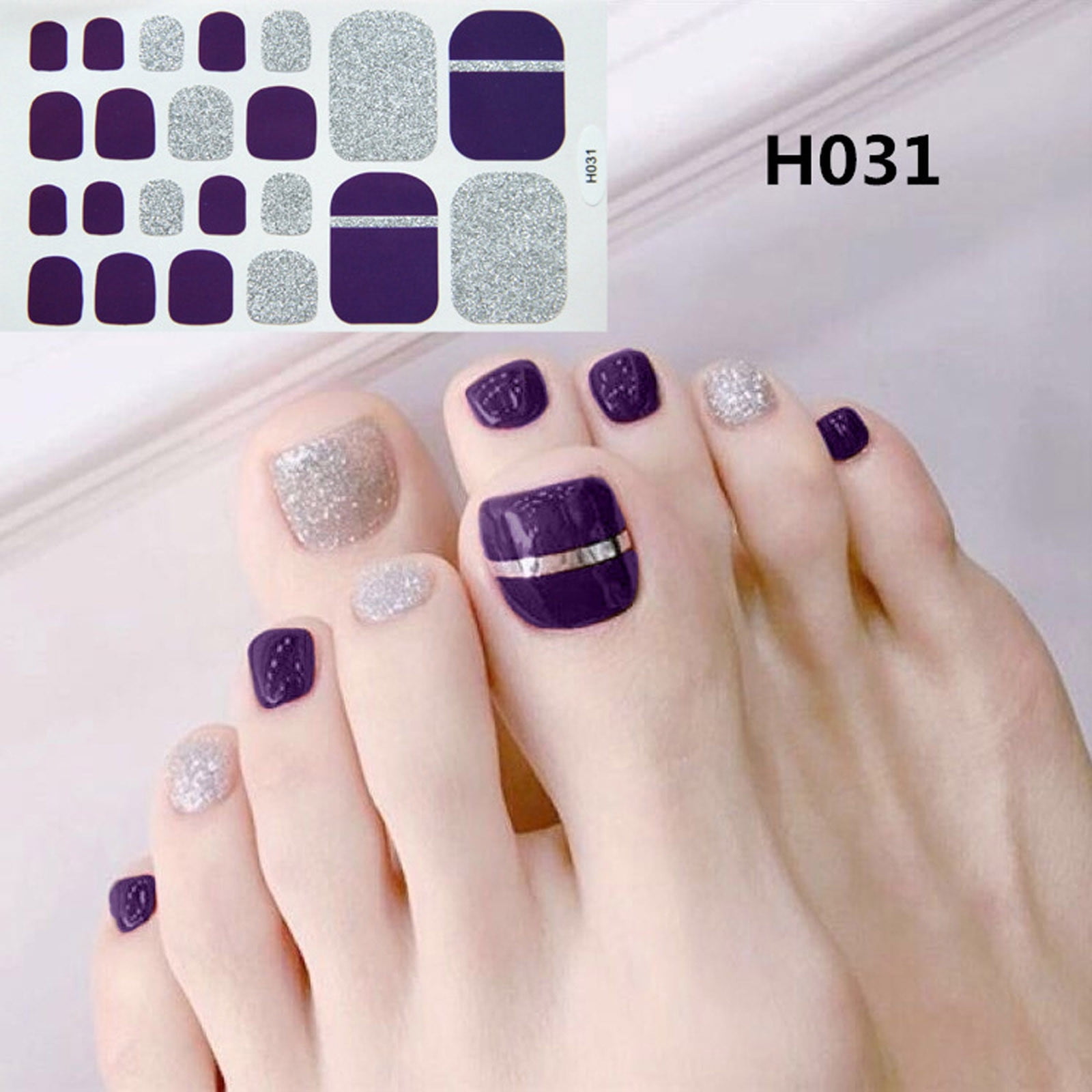 SDJMa Multiple Designs Toe Nail Stickers Full Nail Wraps for Toes Women ...