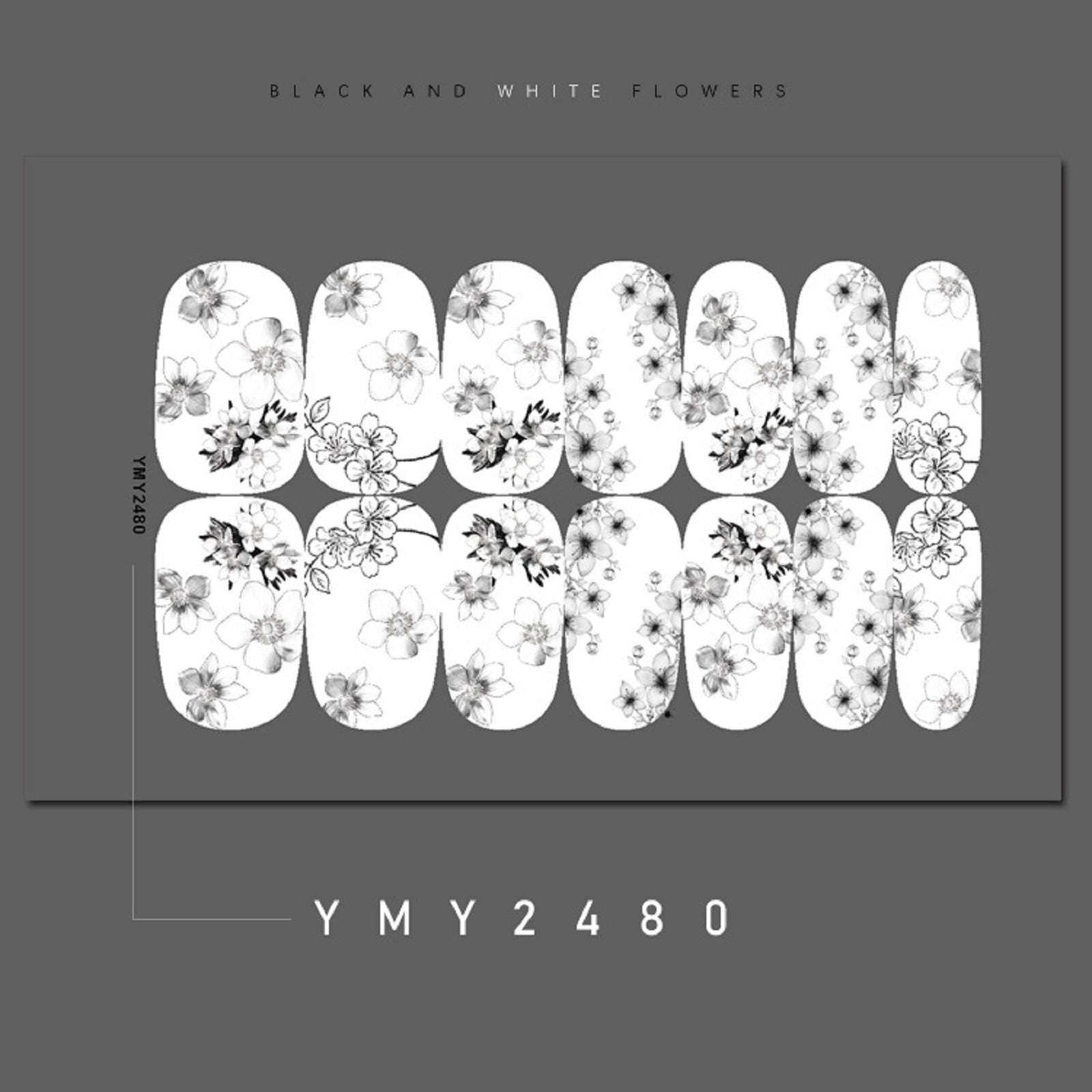 Sdjma Nail Art Stickers Decals Black White Nail Designs Leaves Flowers Geometric Lines Nail