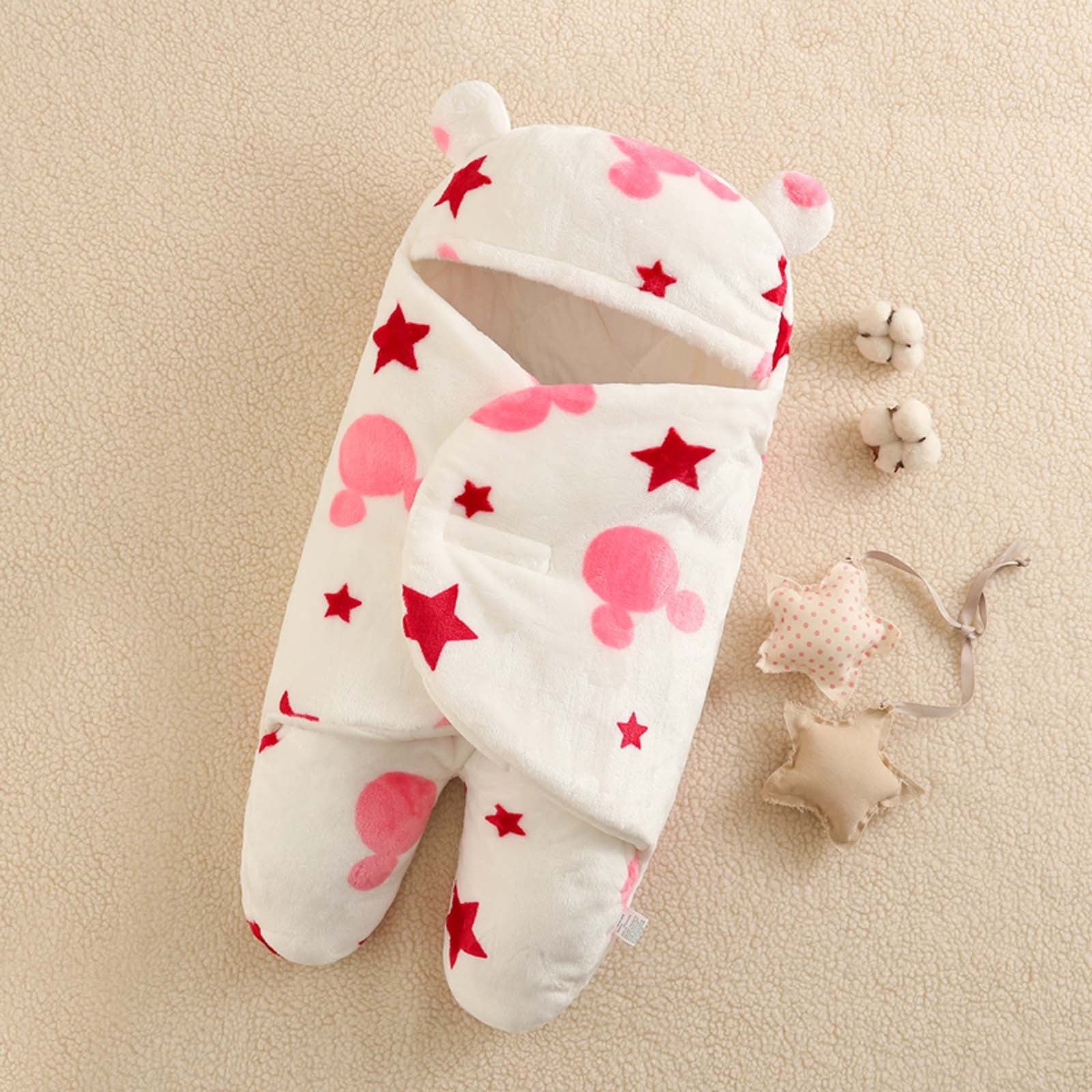 SDJMa Newborn Baby Boy Girl Cute Print Flannel Receiving Sleeping ...
