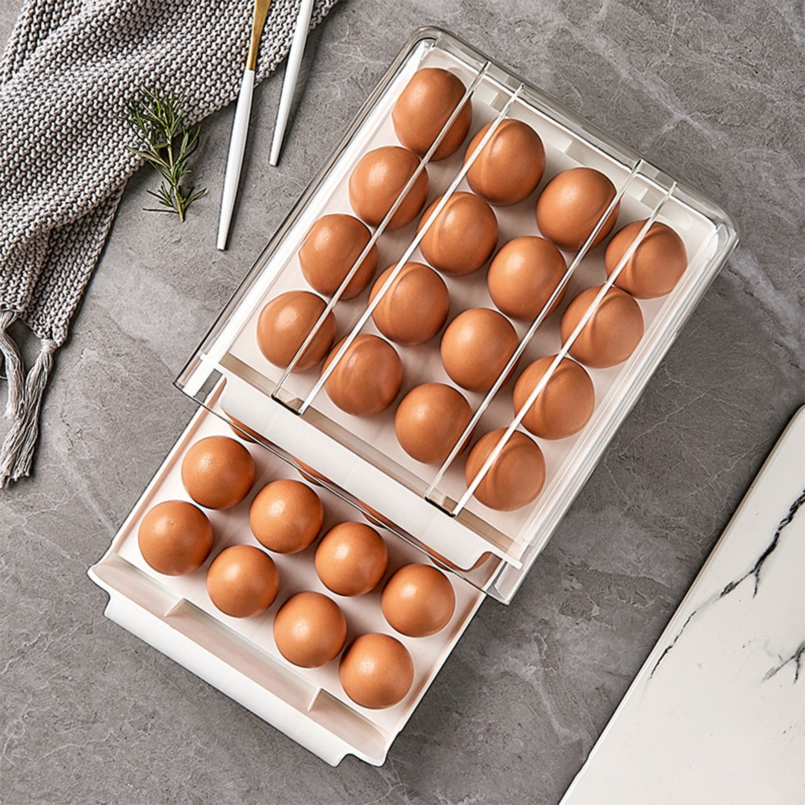SDJMa Plastic Egg Holder For Refrigerator,Auto Rolling Egg Container ...