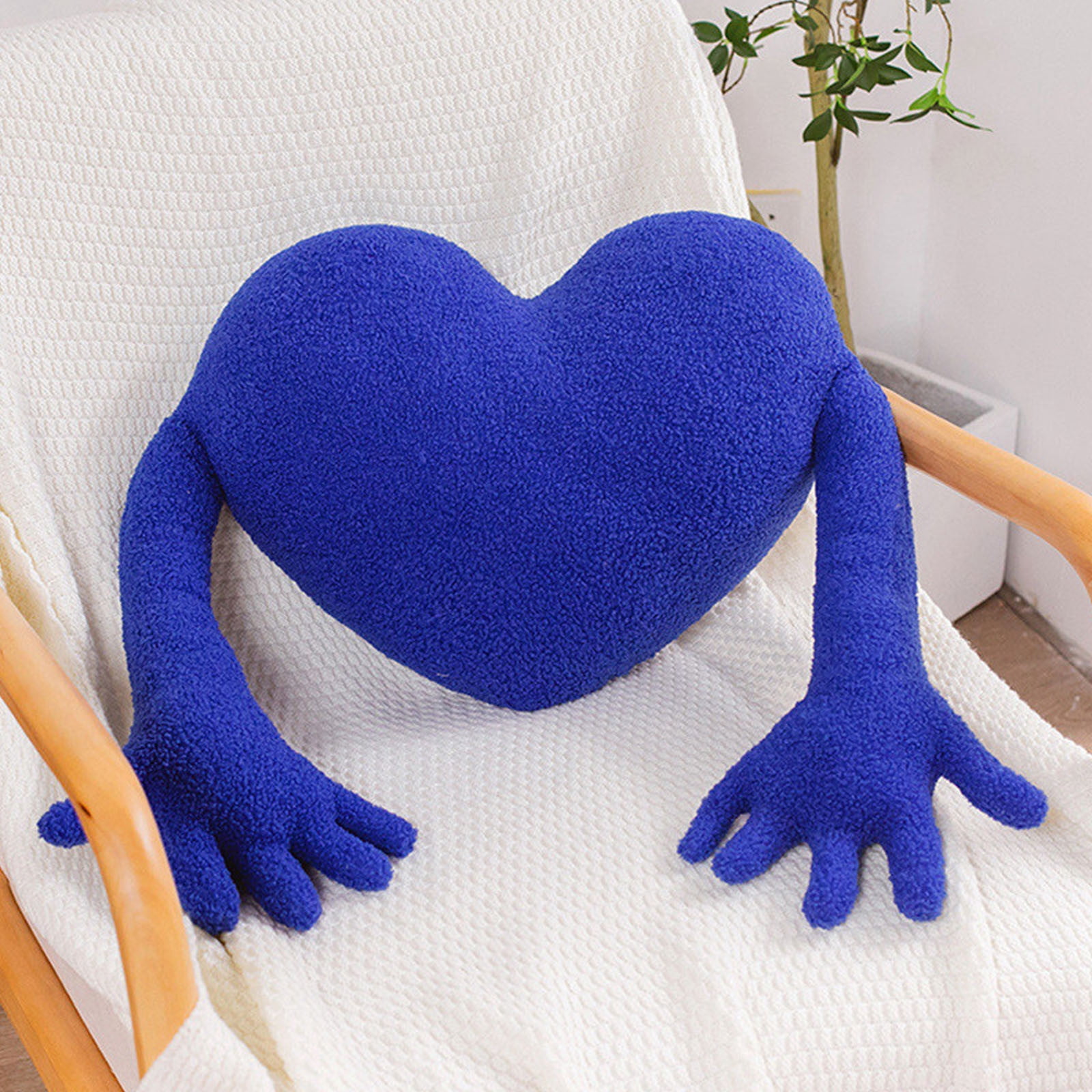 SDJMa Plush Heart Shaped Pillow with Palm,Hand Warmer Pillow,Soft Blue ...