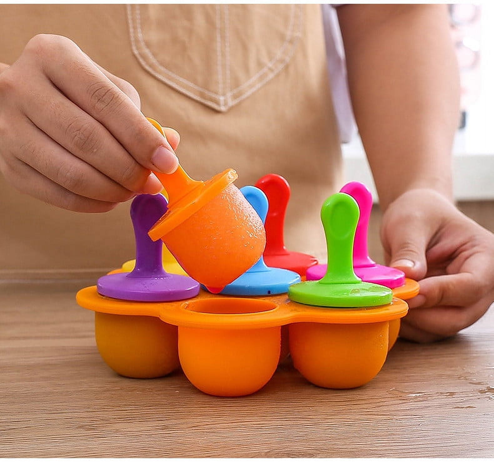 SDJMa Popsicles Molds- 7-cavity Mini Silicone Ice Pop Mold With ...