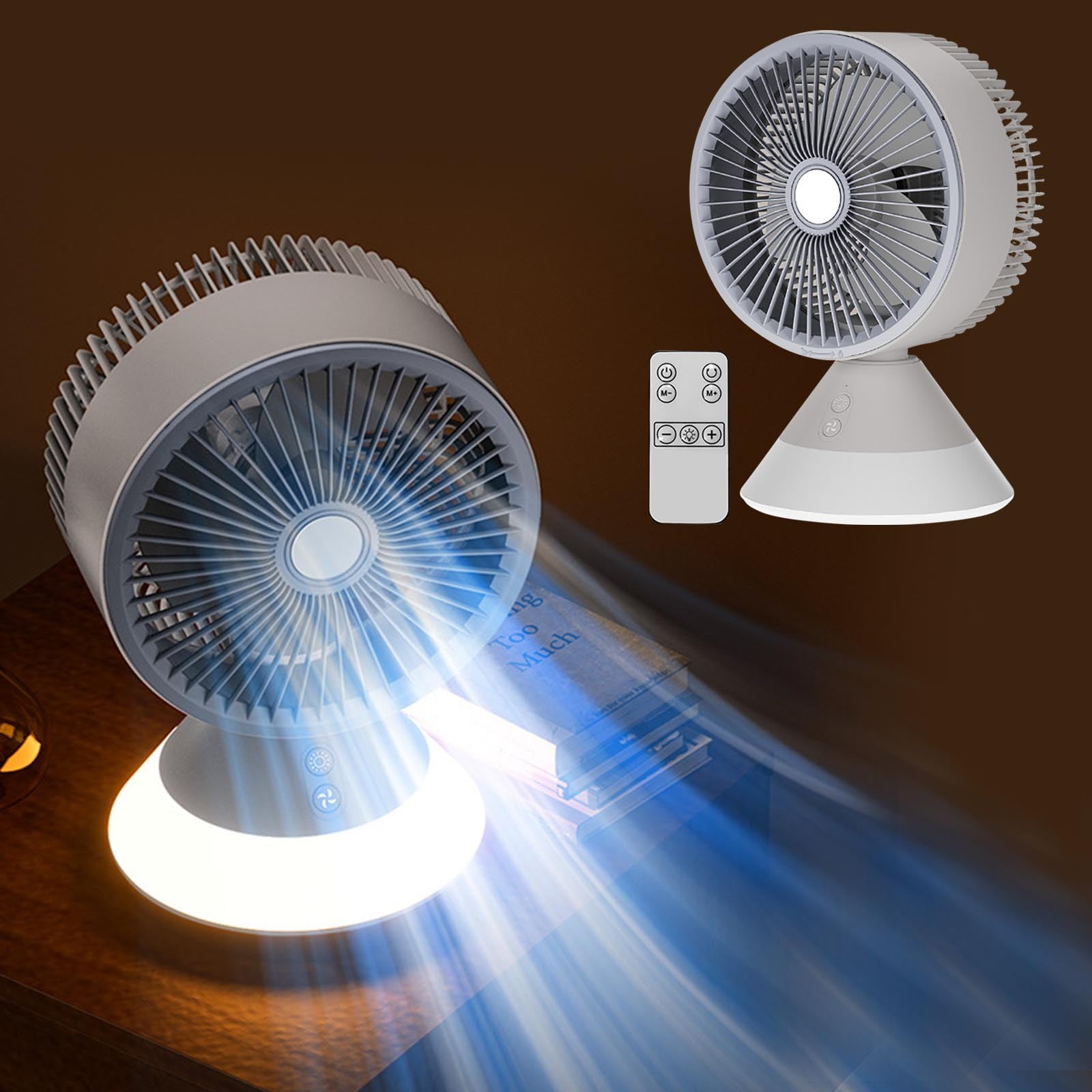 SDJMa Portable Desk Fan, 10.8 Inch Small Table Fan with Remote Control ...