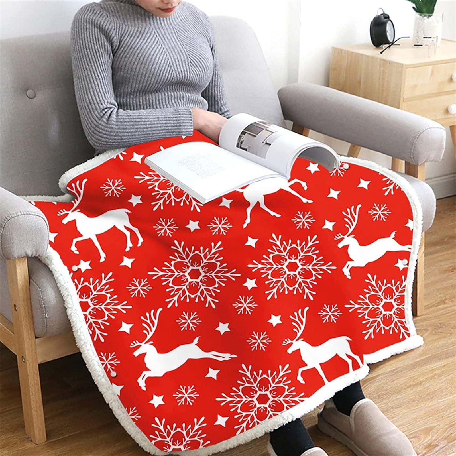 SDJMa Premium Christmas Sherpa Throw Blanket Christmas Decoration Snow ...