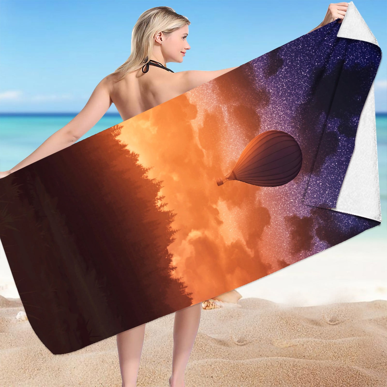 Sdjma Quick Dry Towel Hot Air Balloon Beach Towel Microfiber Quick Dry