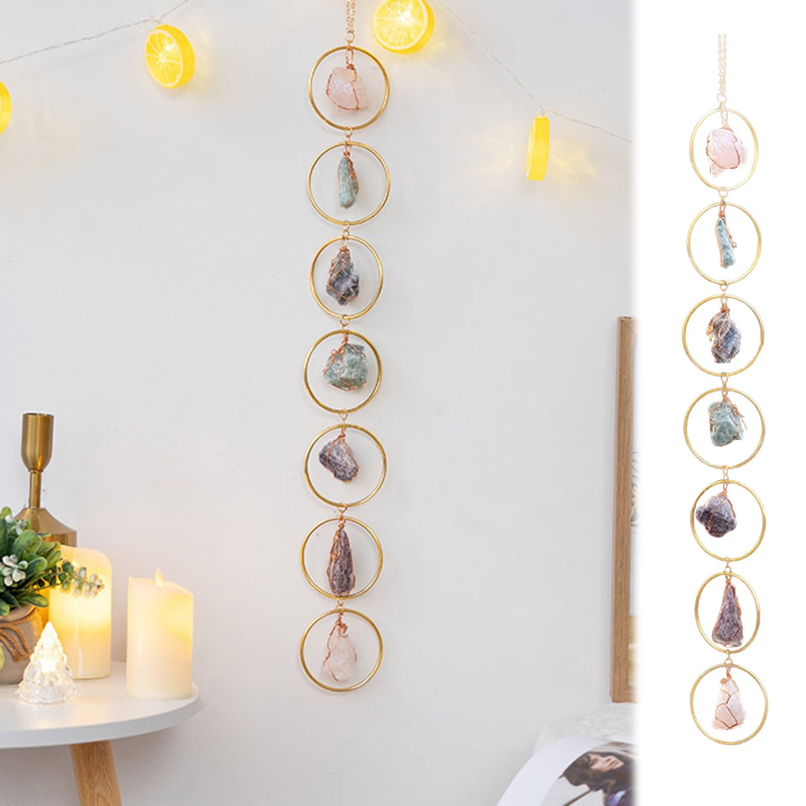 SDJMa Raw Crystal 7 Chakra Gemstone Wall Decor, Large Crystal Gemstone ...