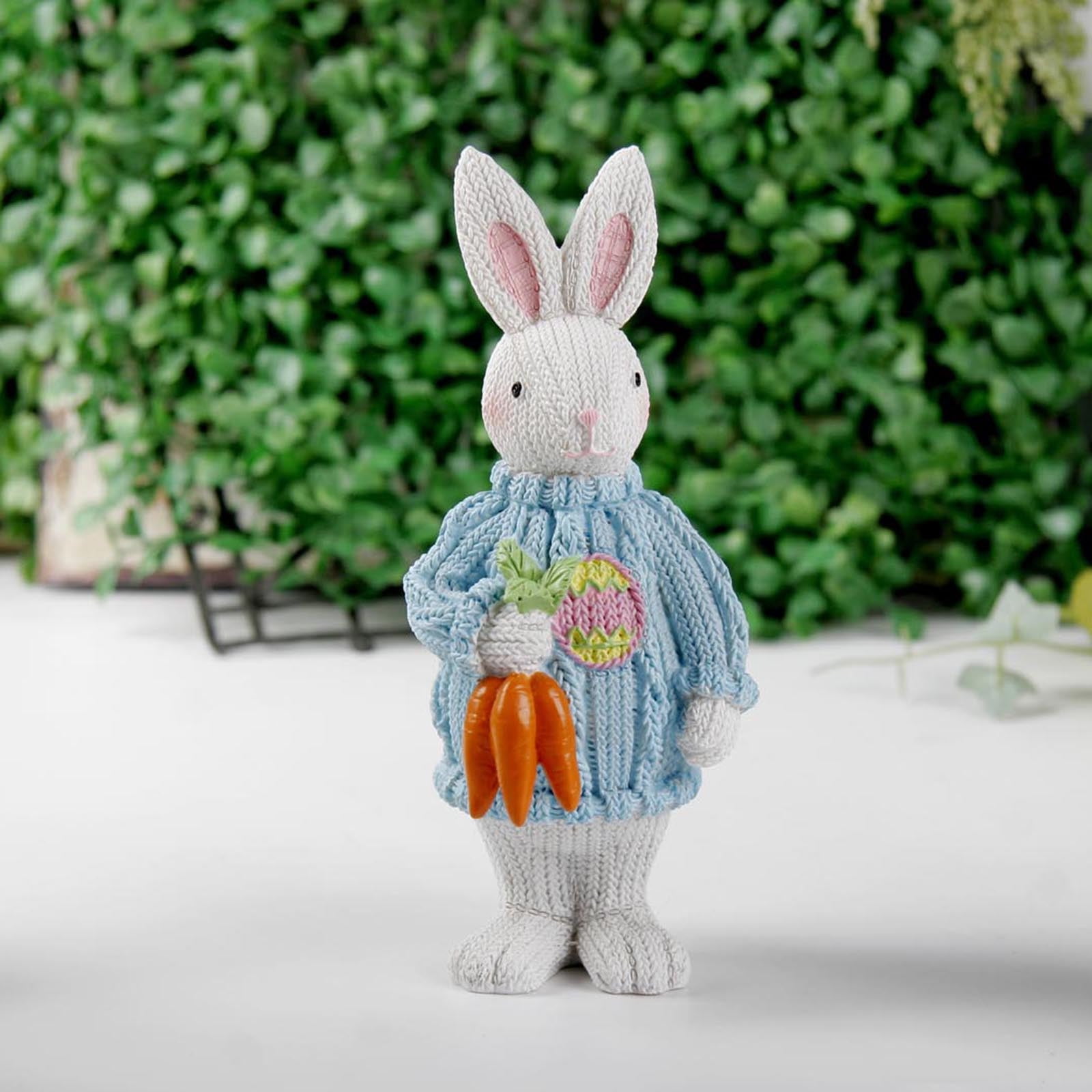 SDJMa Resin Bunny Decorations Spring Easter Bunny Flower Carrot Decors ...