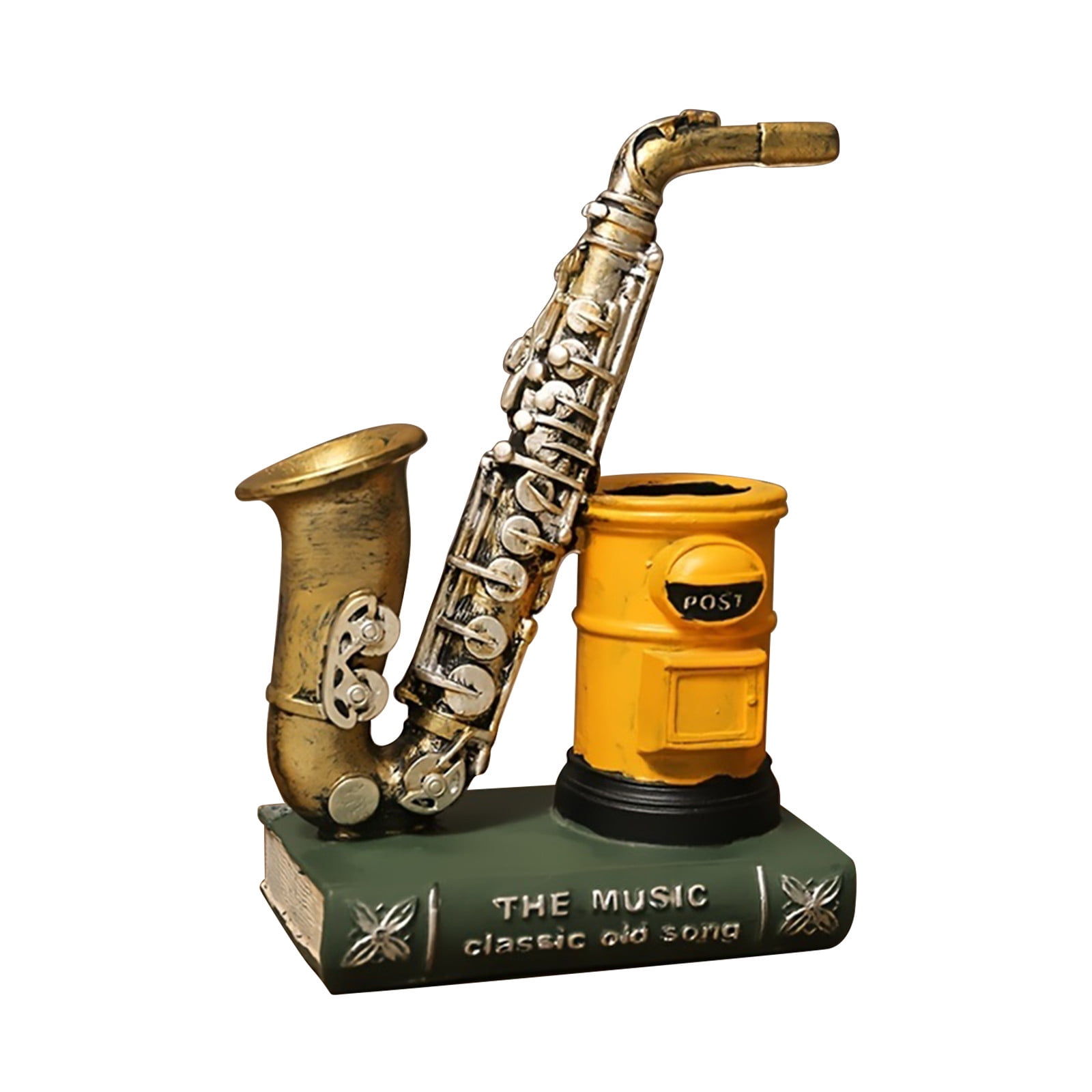 SDJMa Retro Music Instrument Resin Pen Holder Saxophone Statue Pencil ...