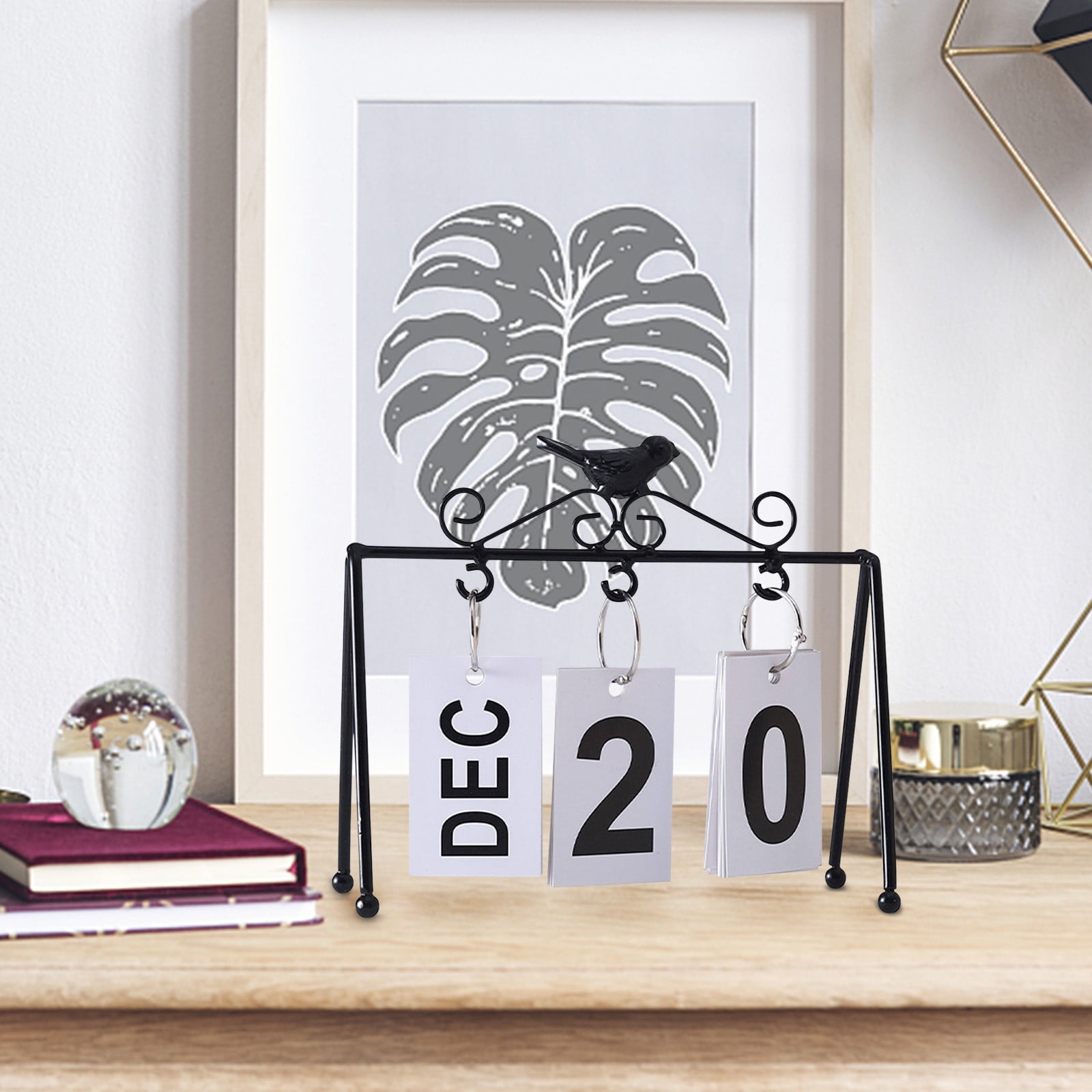 SDJMa Reusable Bird-Shaped Flip Chart Calendar Gold Retro Style Desk ...