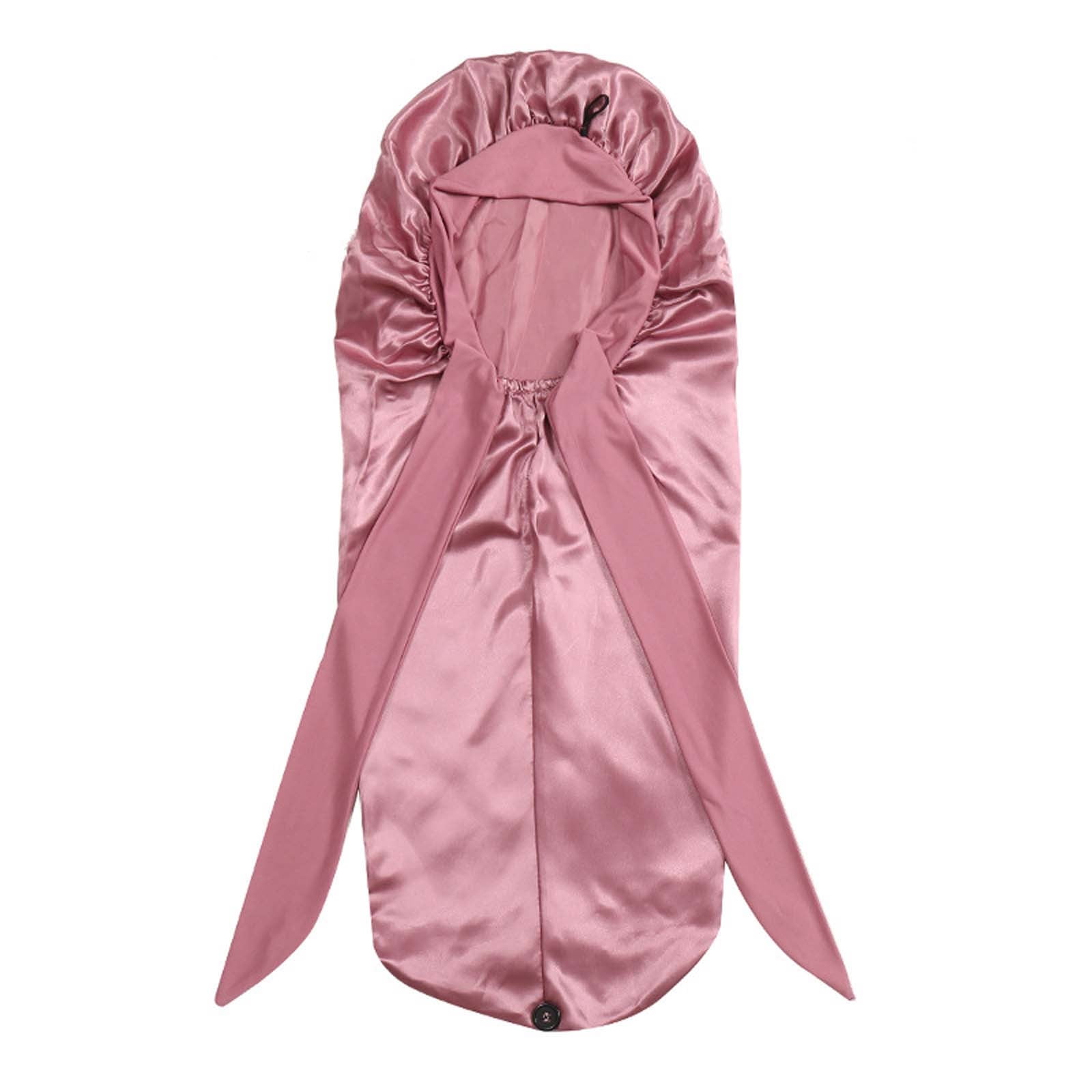 SDJMa Rose Long Satin Braids Bonnets for Women Sleeping Cap Silk Braid ...