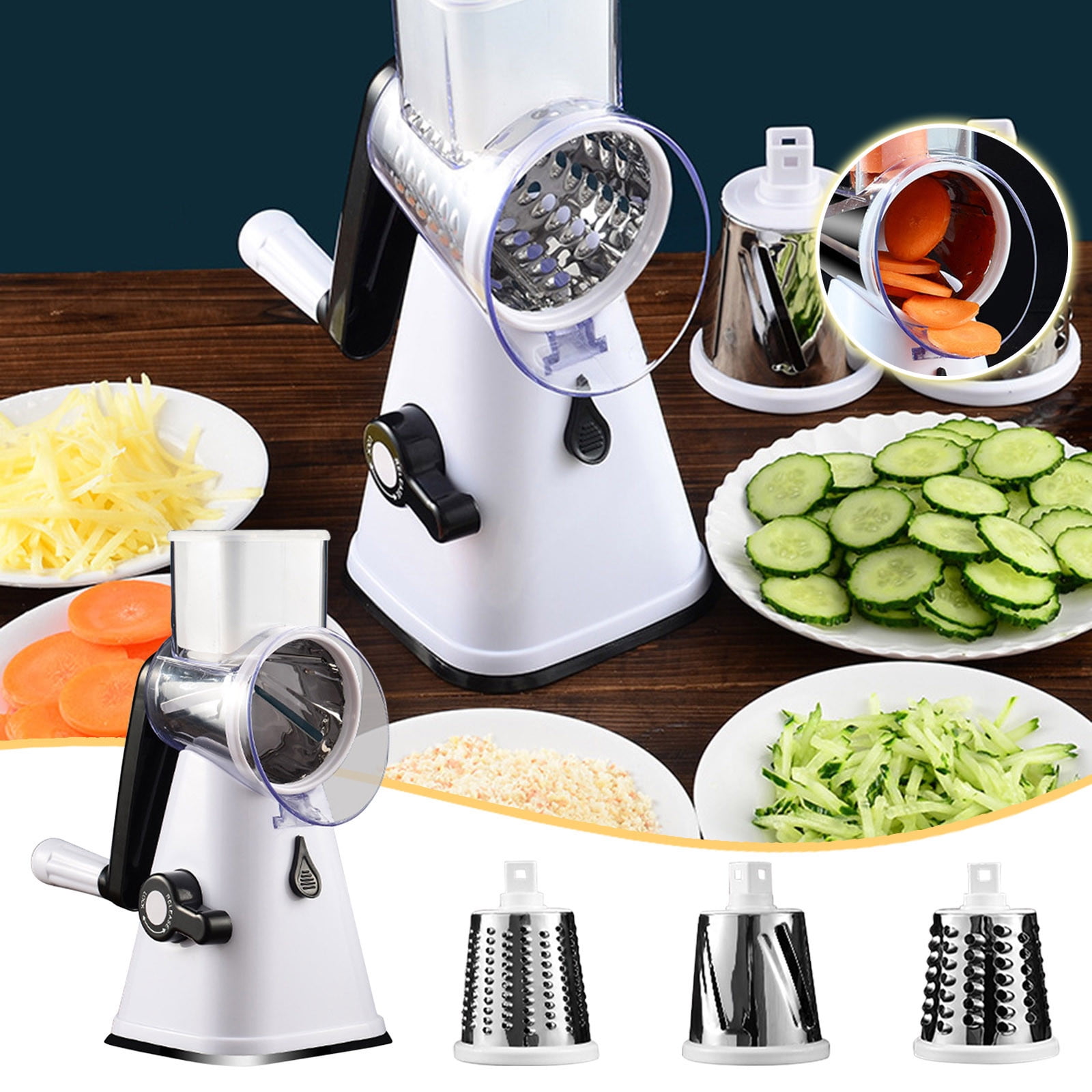 SDJMa Rotary Cheese Grater Kitchen Mandoline Vegetables Slicer Cheese ...