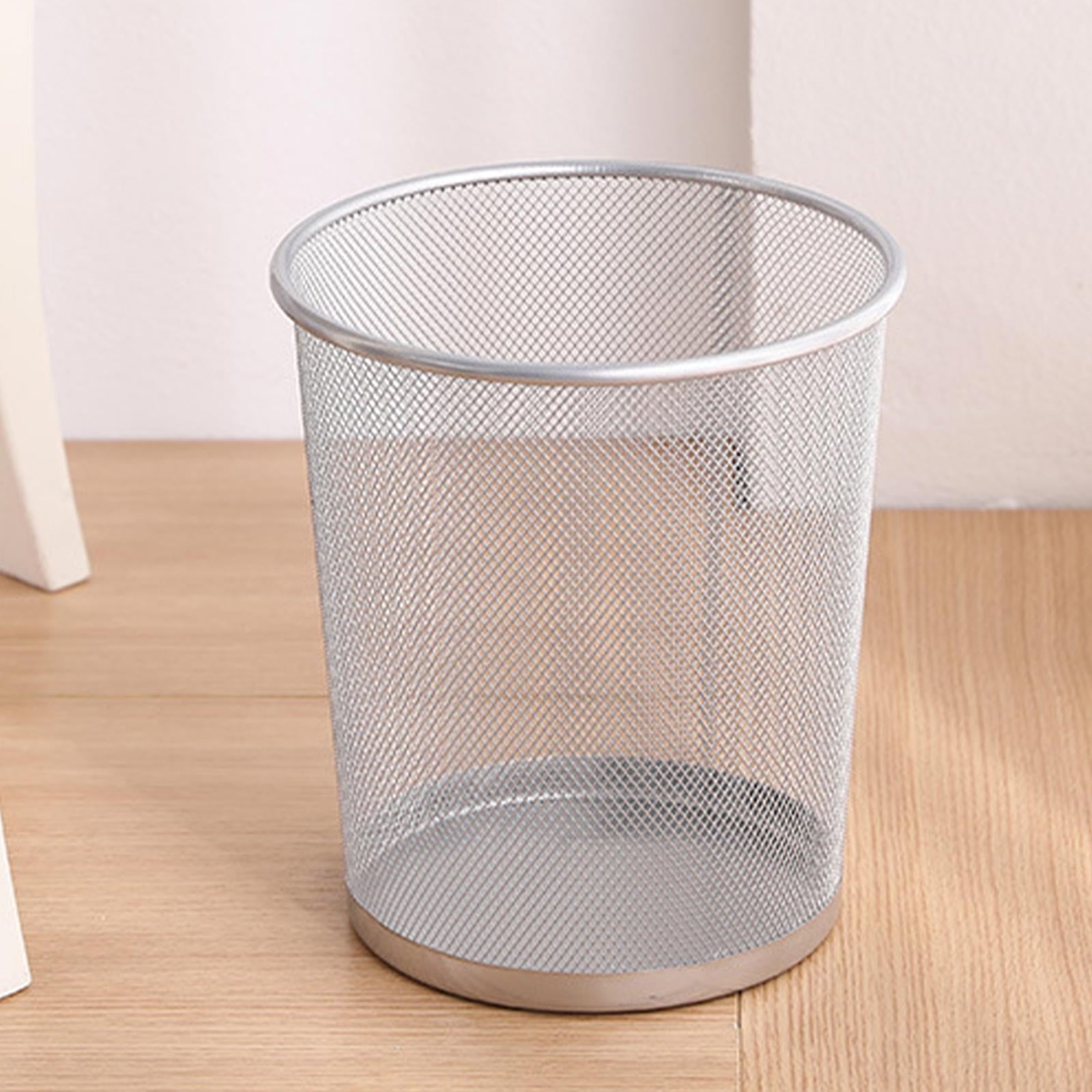 SDJMa Round Waste Basket,Wire Mesh Desk Metal Trash Garbage Can ...