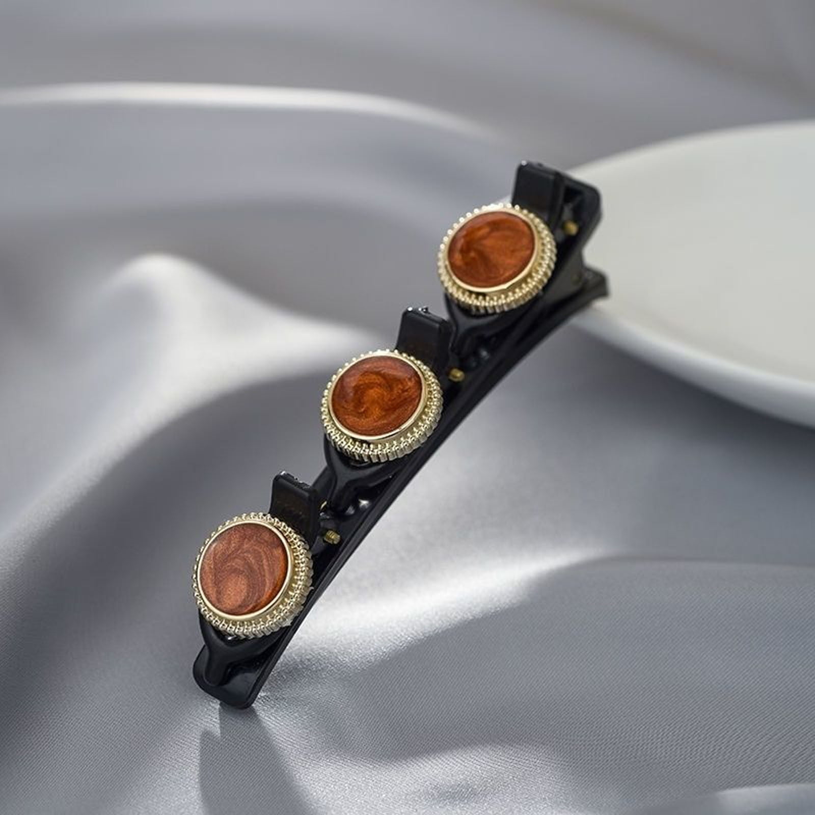 SDJMa Satin Fabric Hair Bands, Rhinestone Four-leaf Clover Hairpin ...