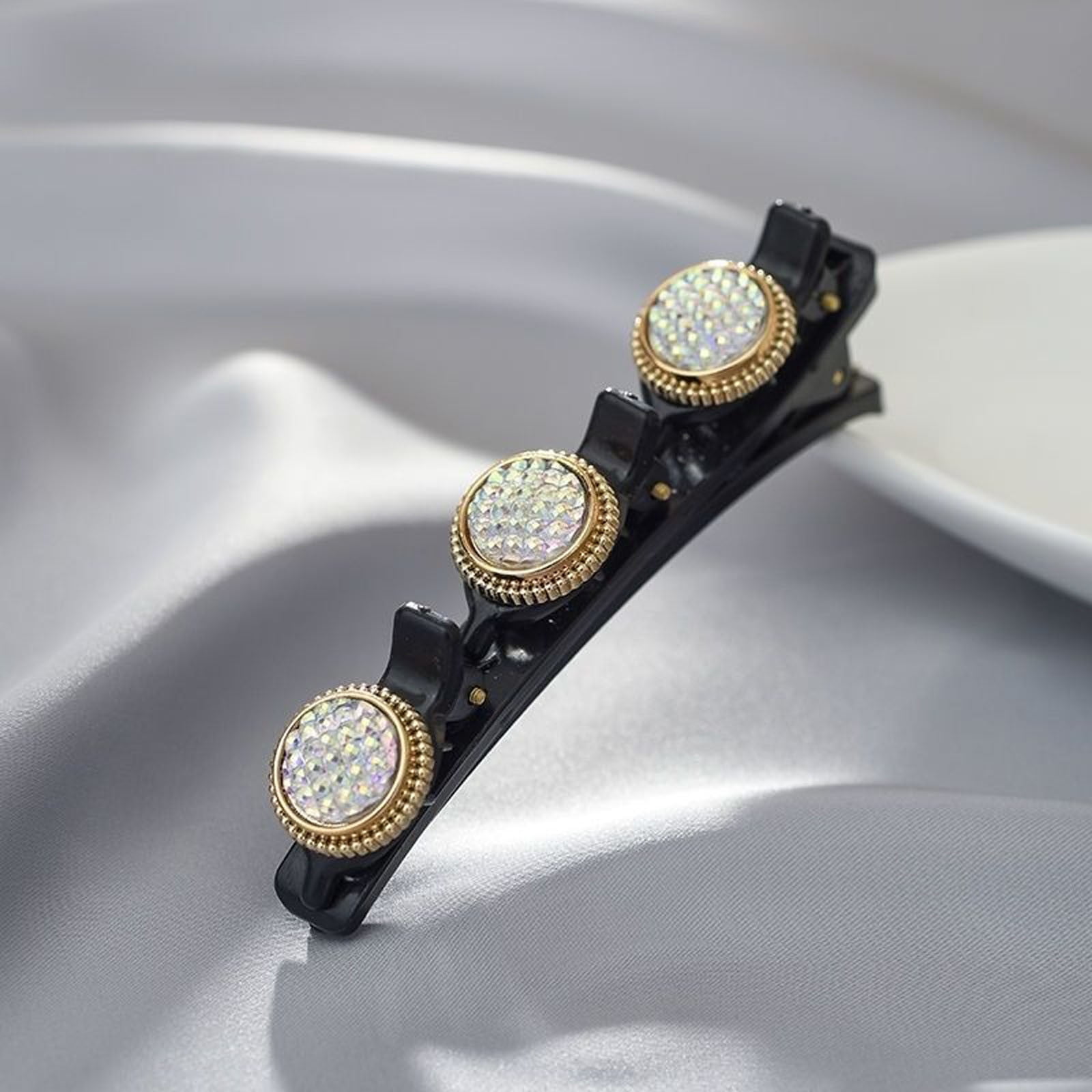 SDJMa Satin Fabric Hair Bands, Rhinestone Four-leaf Clover Hairpin ...