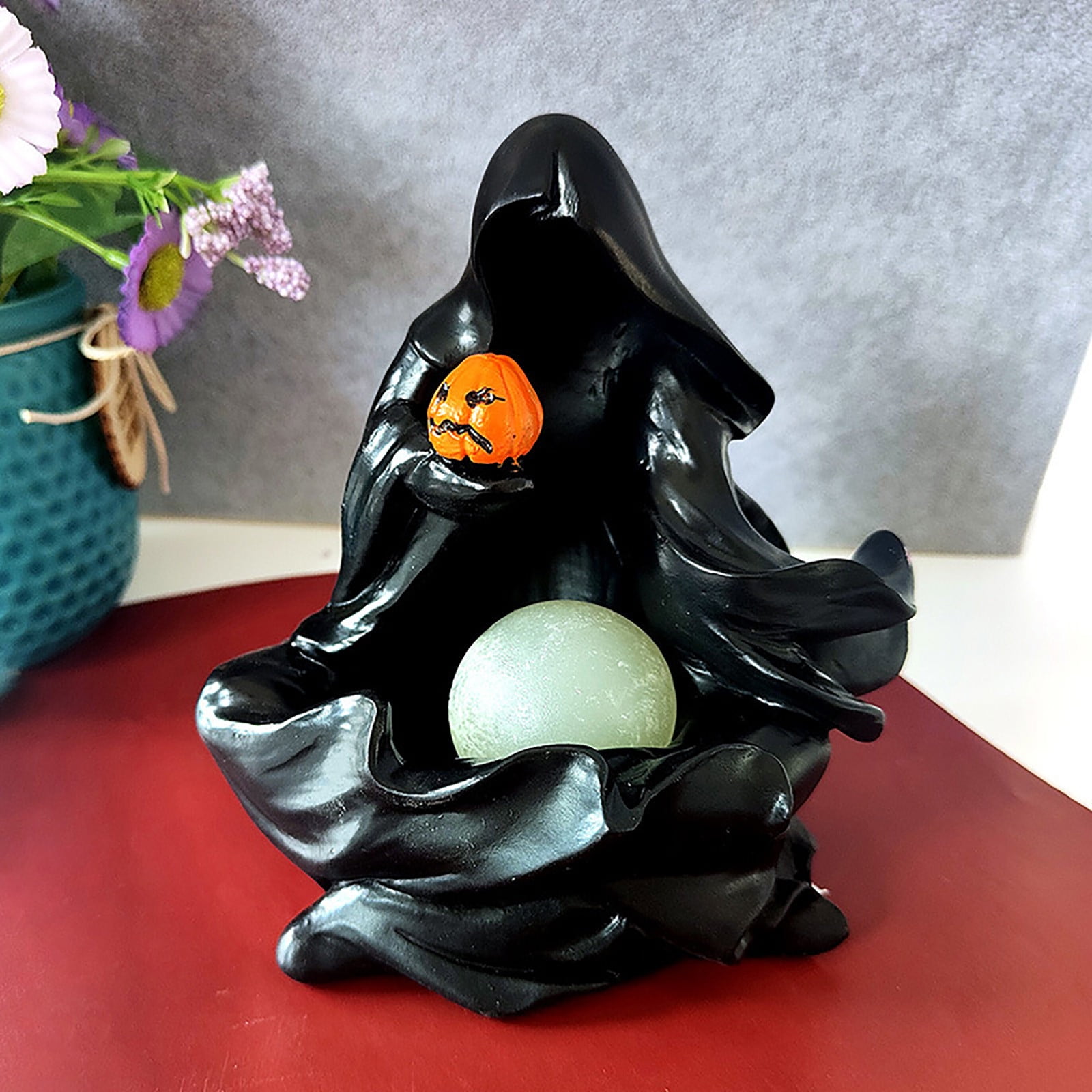 SDJMa Scary Hell Messenger Lantern Decoration Witch Resin Sculpture ...