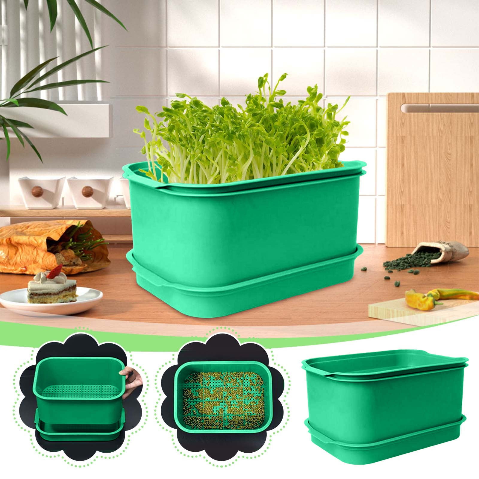 SDJMa Seed Sprouting Kit with Drain Holes and Drain Tray, Stackable ...