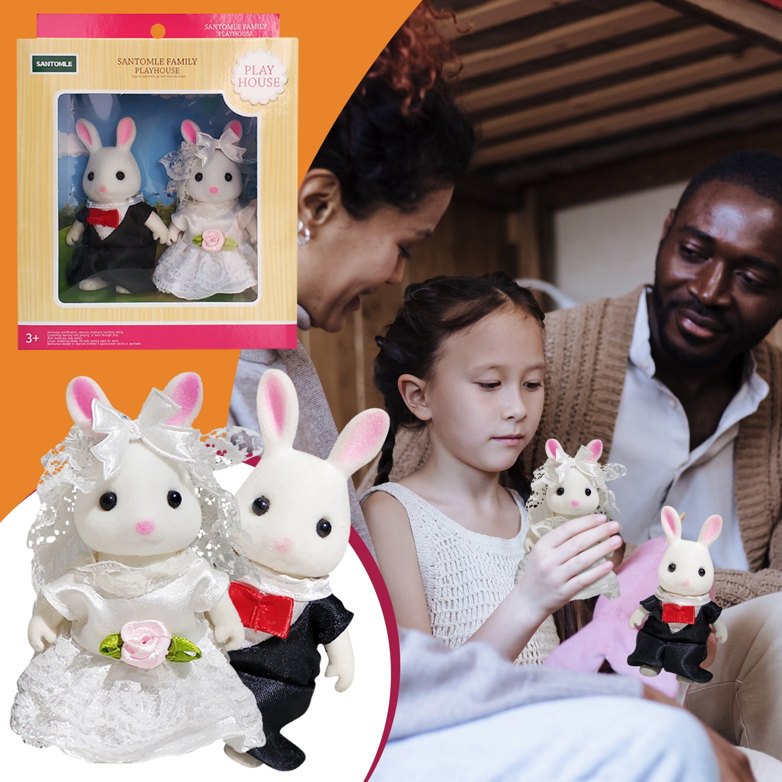 SDJMa Set of 2 Plush Bunny Rabbit, 5 in Wedding Rabbit Doll Stuffed ...