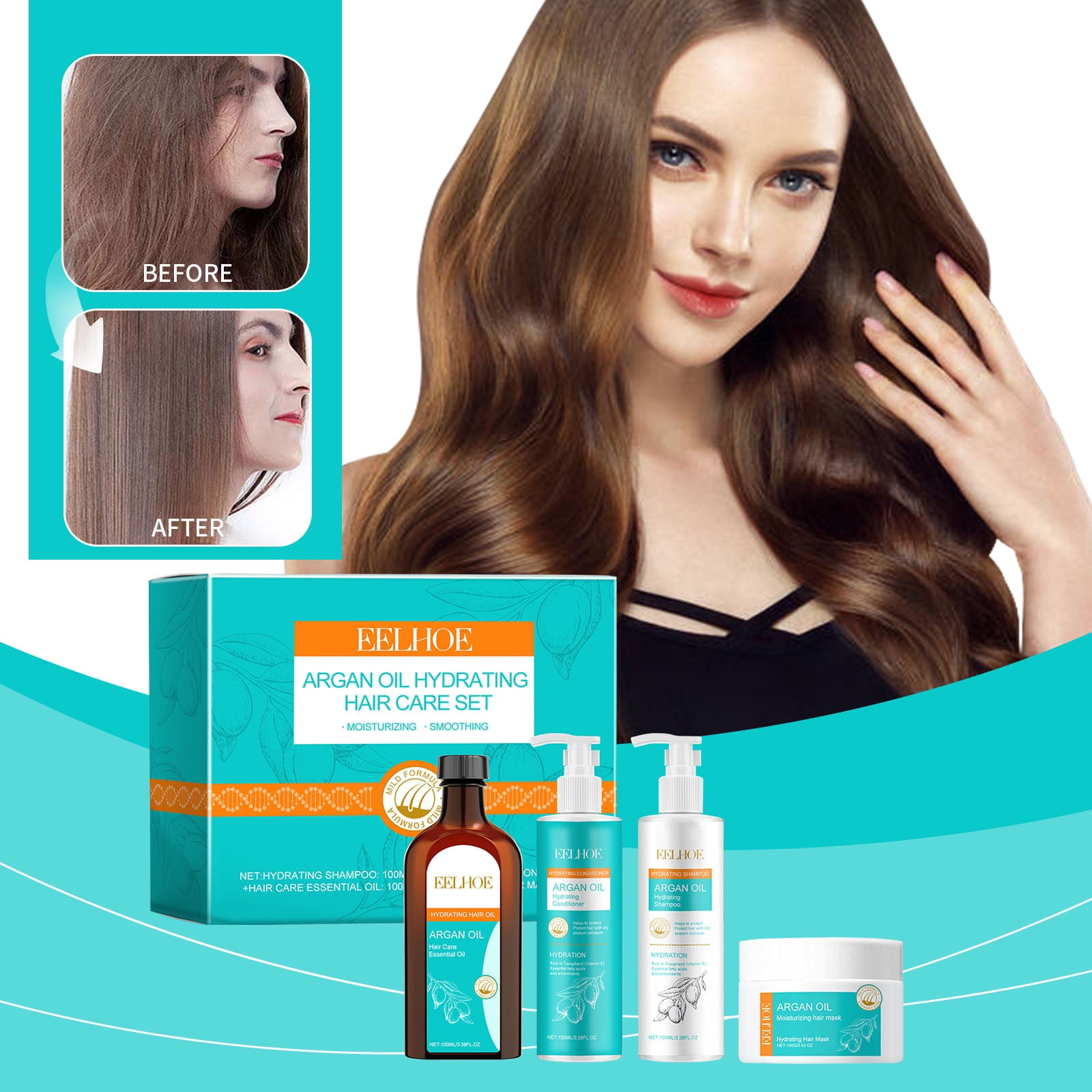 SDJMa Shampoo Conditioner Hair Oil Set with Argan Oil, for Normal-Dry ...