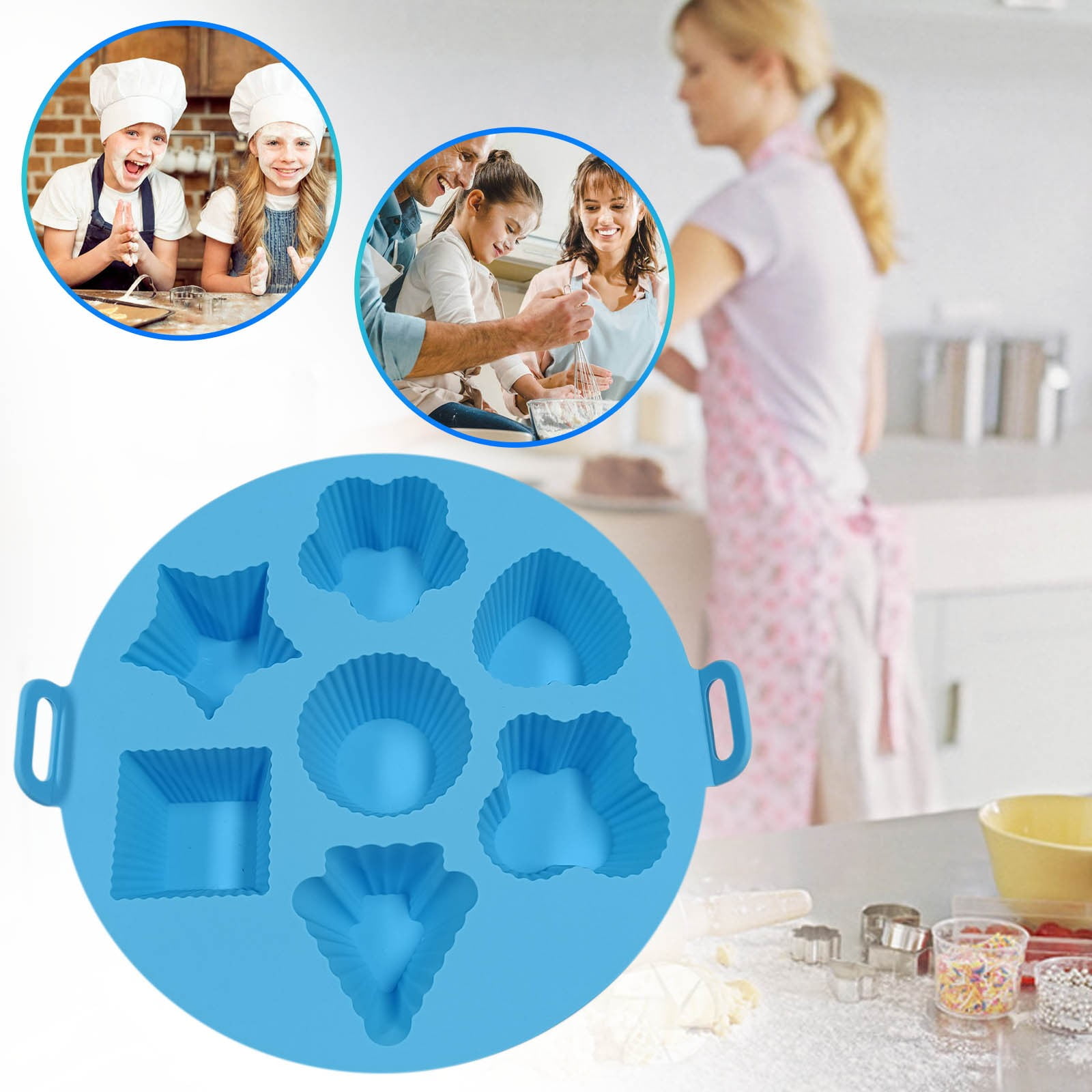 SDJMa Silicone Muffin Pan, 7-Styles Small Muffin Cupcake Pans with ...