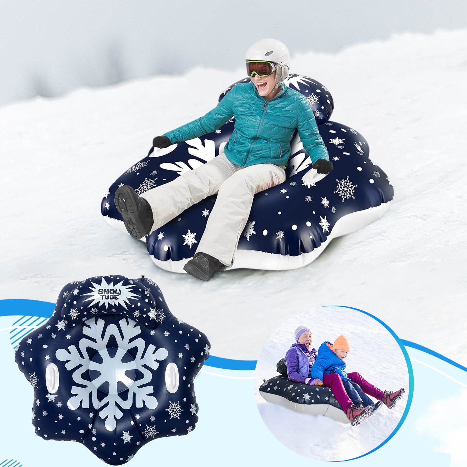SDJMa Snow Tube - Inflatable Snow Sled with Handles 43 Inch Heavy Duty ...