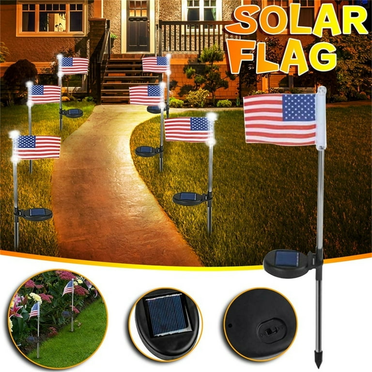 Solar Flag Spotlights Outdoor OAVQHLG3B 2PCS Solar American Flag