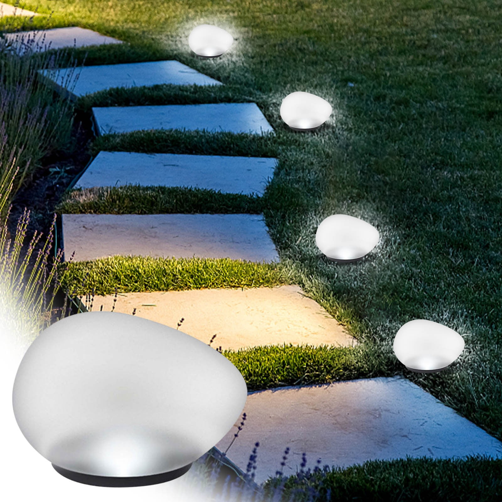 SDJMa Solar Pebble Garden Lights Outdoor Waterproof,Landscape Light ...