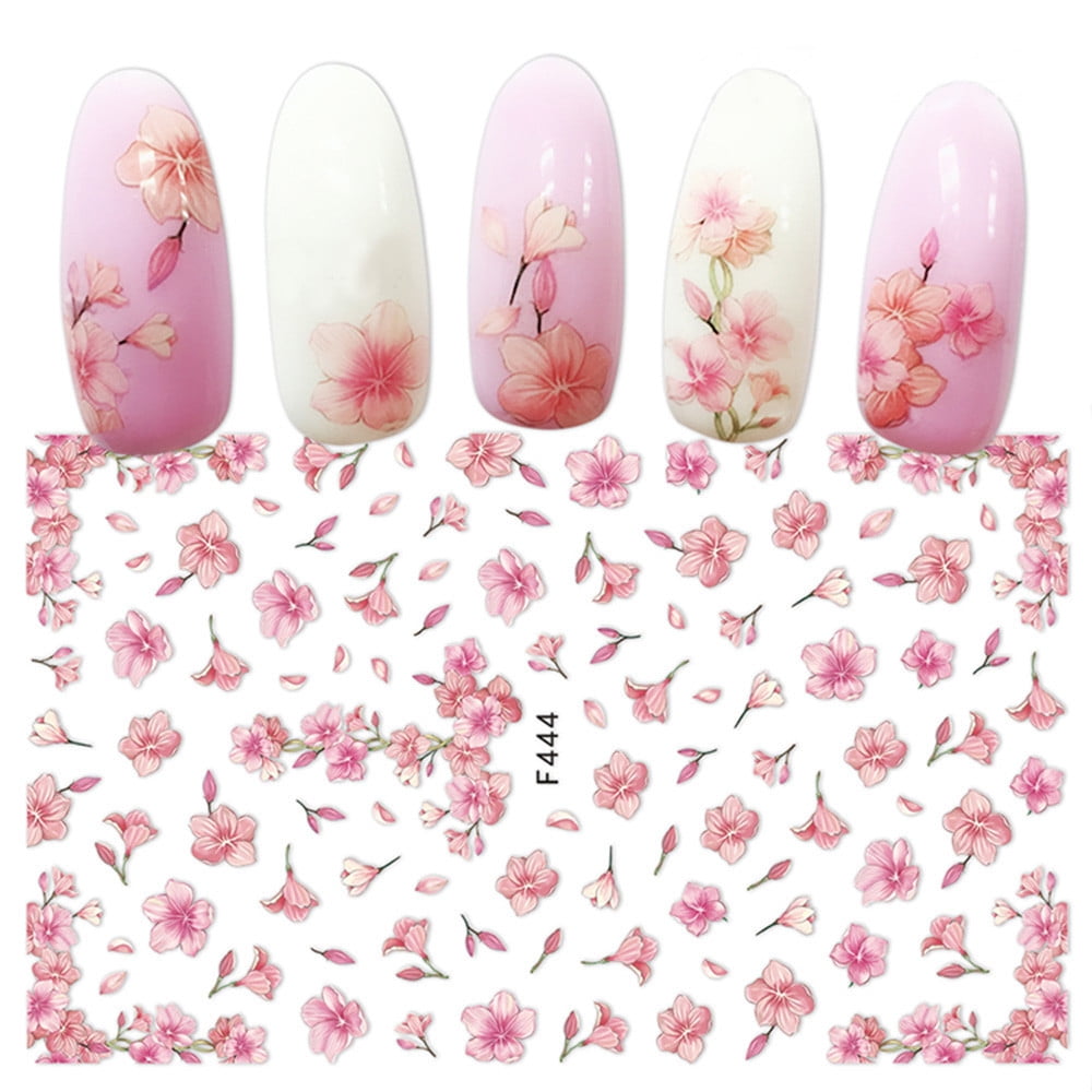 SDJMa Spring Flowers Nail Art Stickers Decals Self-Adhesive Fingernail ...