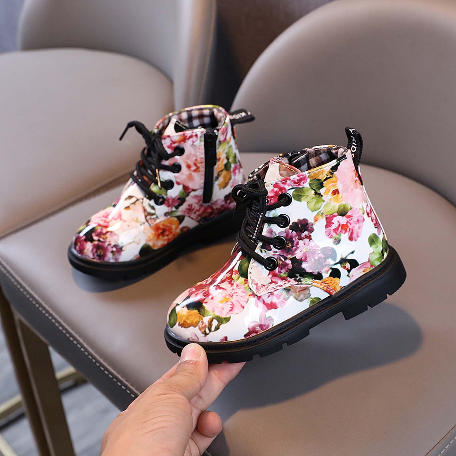 Herrnalise Toddler Baby Boys Girls Waterproof Shoes Floral Boots Hiking ...