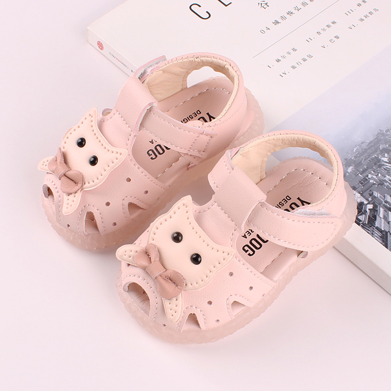 Herrnalise Toddler Baby Girls Cartoon Cat Bow Cute Hollow Out Soft Crib Kids Summer Sandals ...
