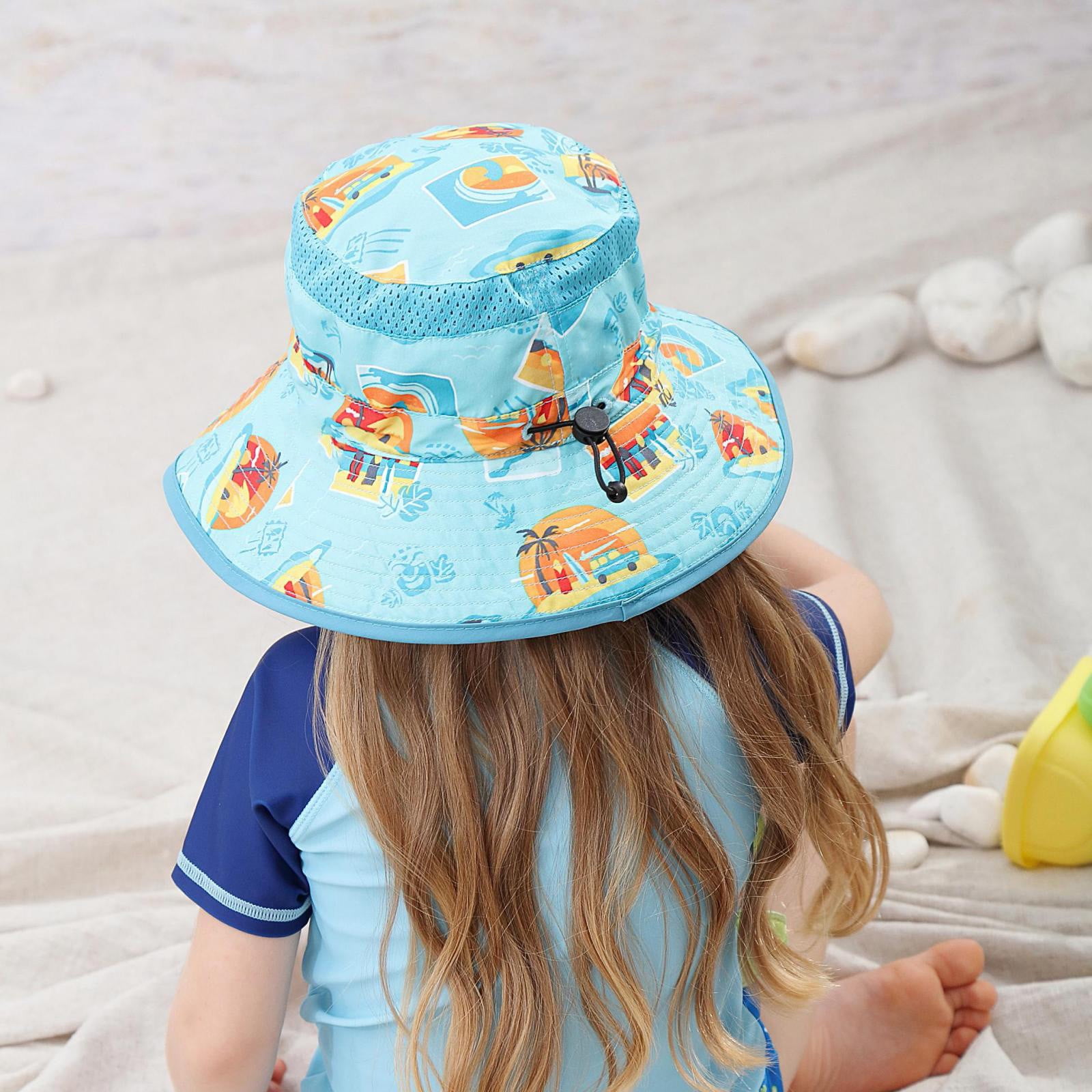 Herrnalise Toddler Kids Summer Hat Beach Print Outdoor Children Neck ...