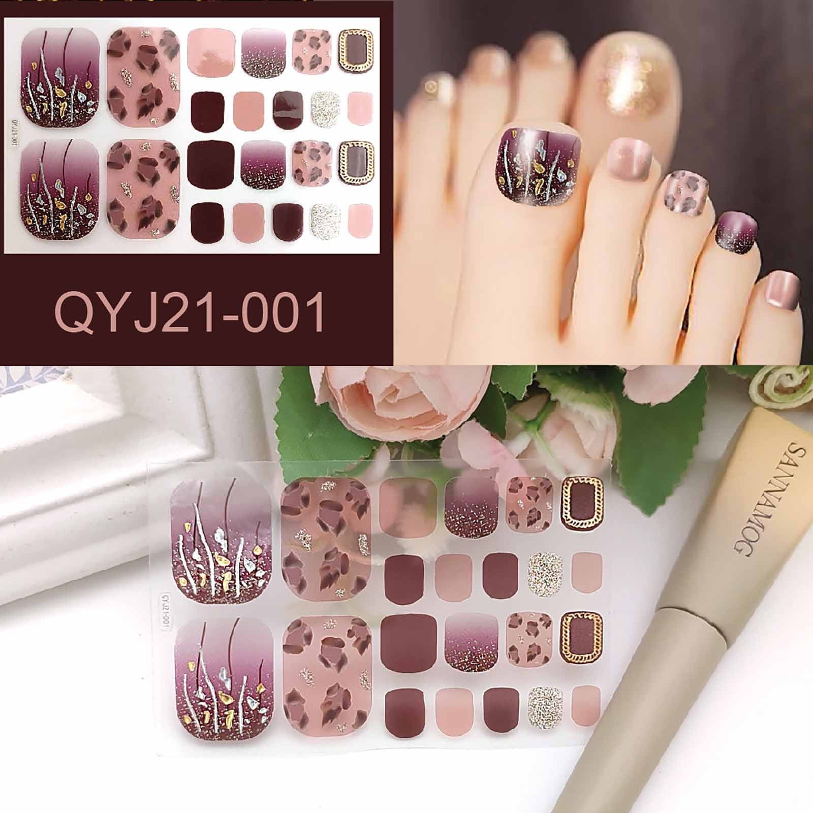 SDJMa Toe Nail Stickers Full Nail Wraps Self Adhesive Toenail Polish ...